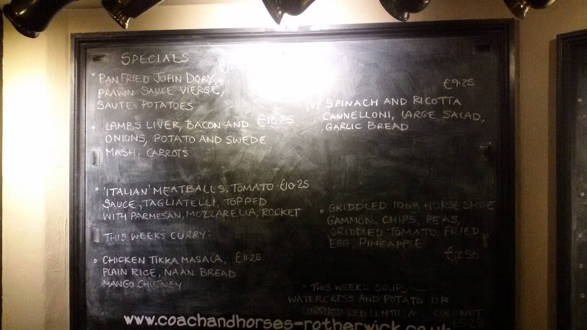 Menu at The Coach & Horses pub & bar, Hook