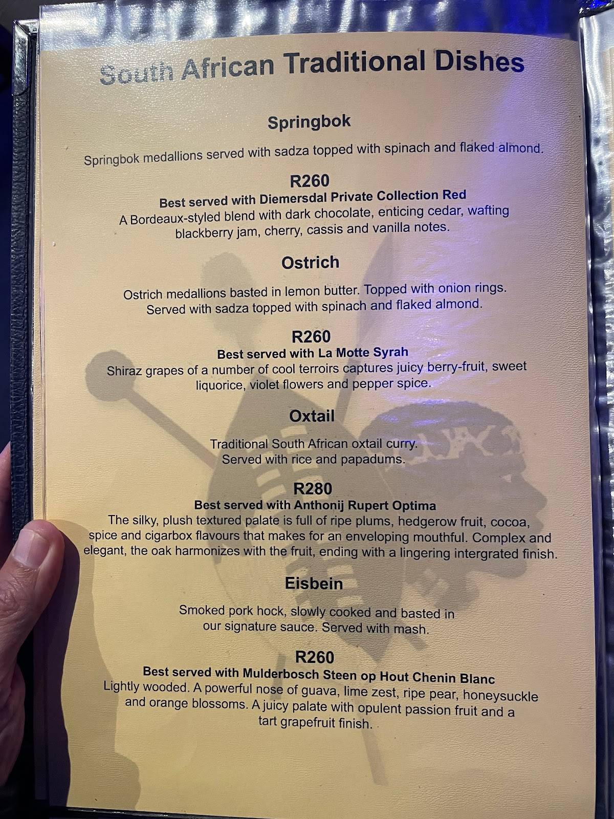 Menu at The Coachman Restaurant, Port Elizabeth, Brookes on the bay