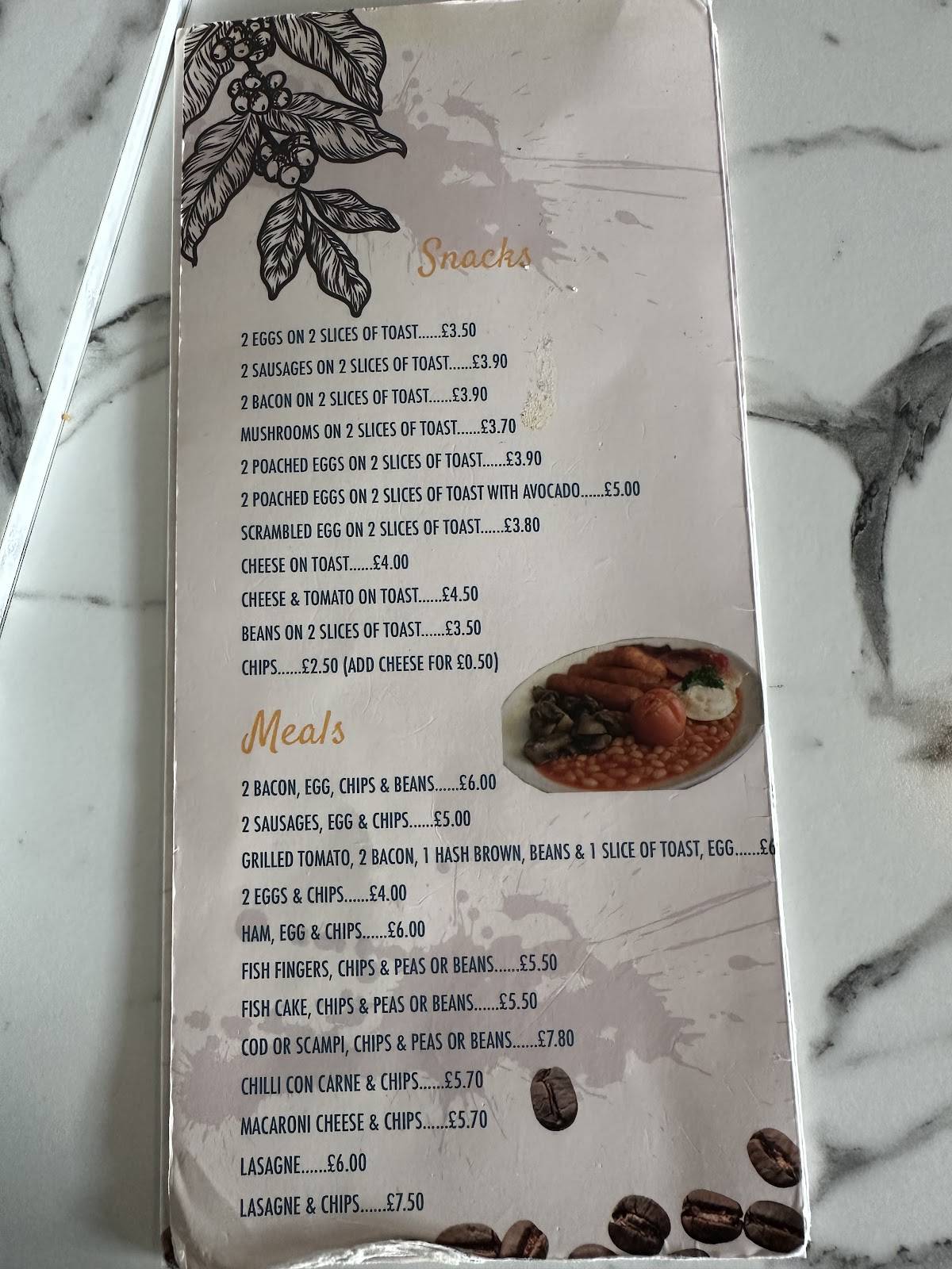 Menu at The Corner Cafe, Hinckley