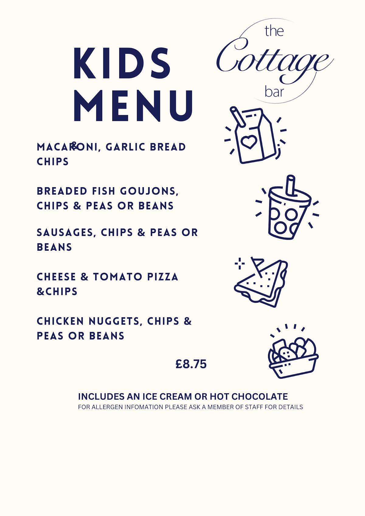 Menu at The Cottage Maryburgh pub & bar, Dingwall