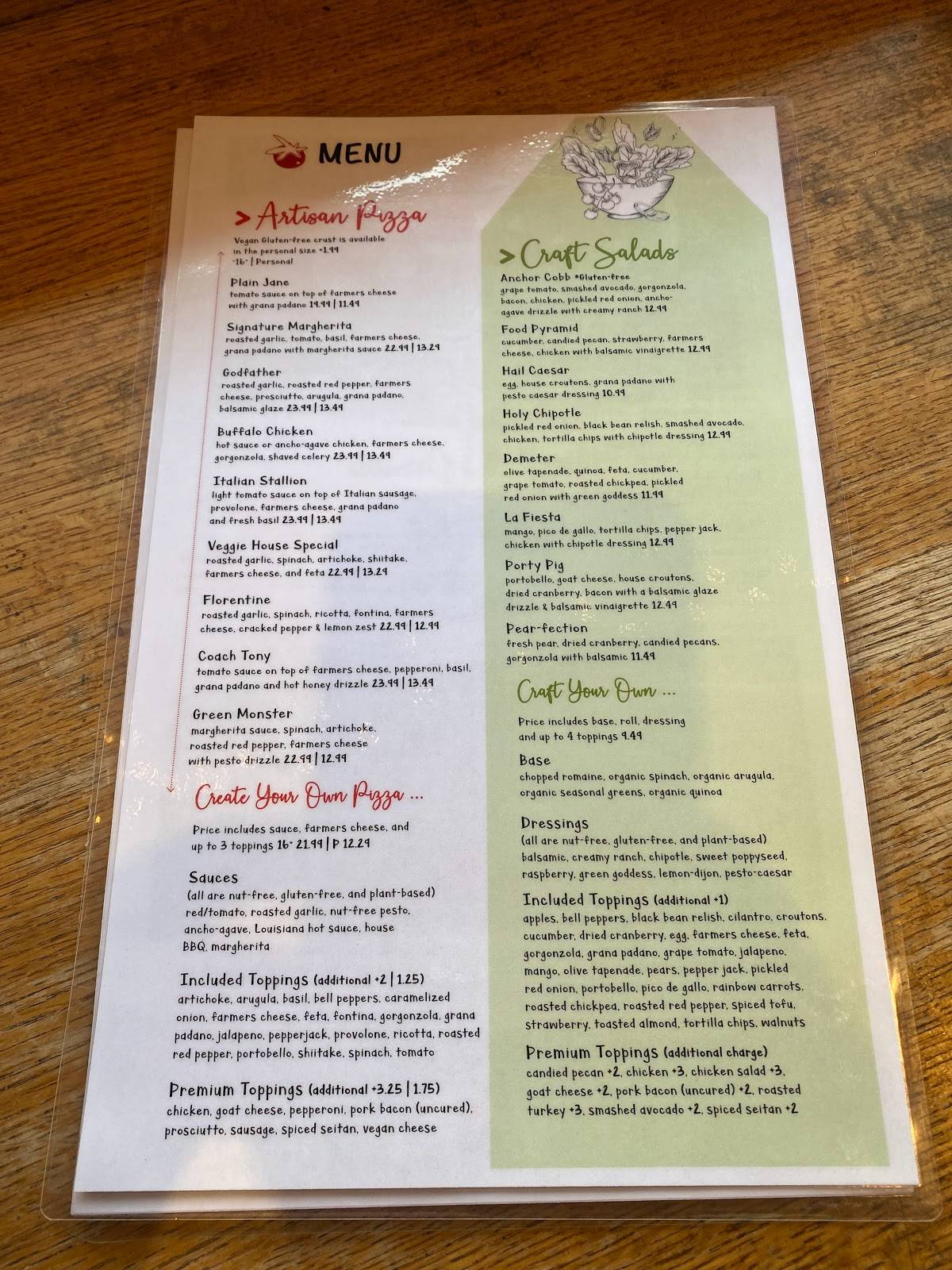 Menu at The Couch Tomato Café, Manayunk pizzeria, Philadelphia, 102 ...