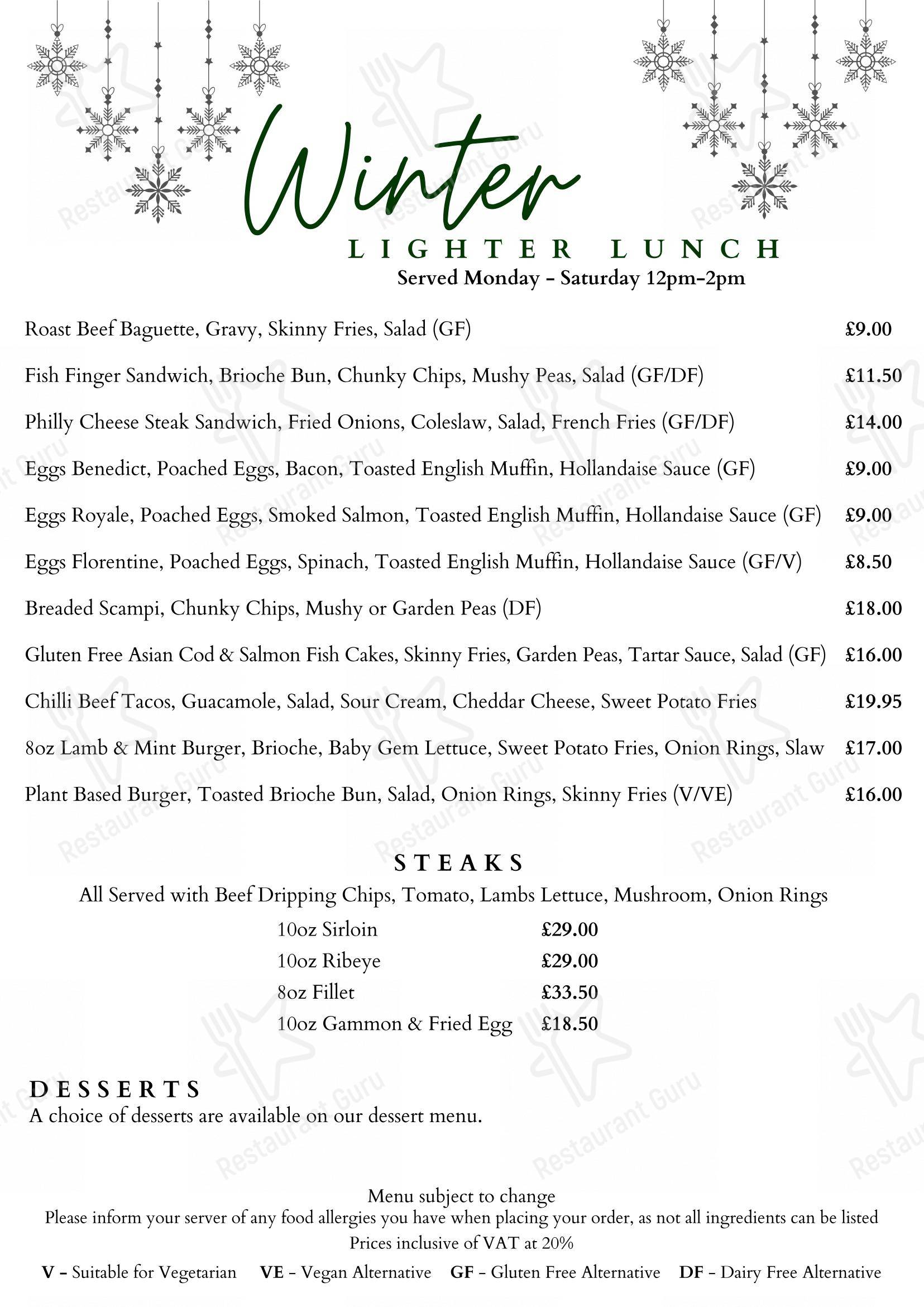 Menu at The County pub & bar, Newton Aycliffe