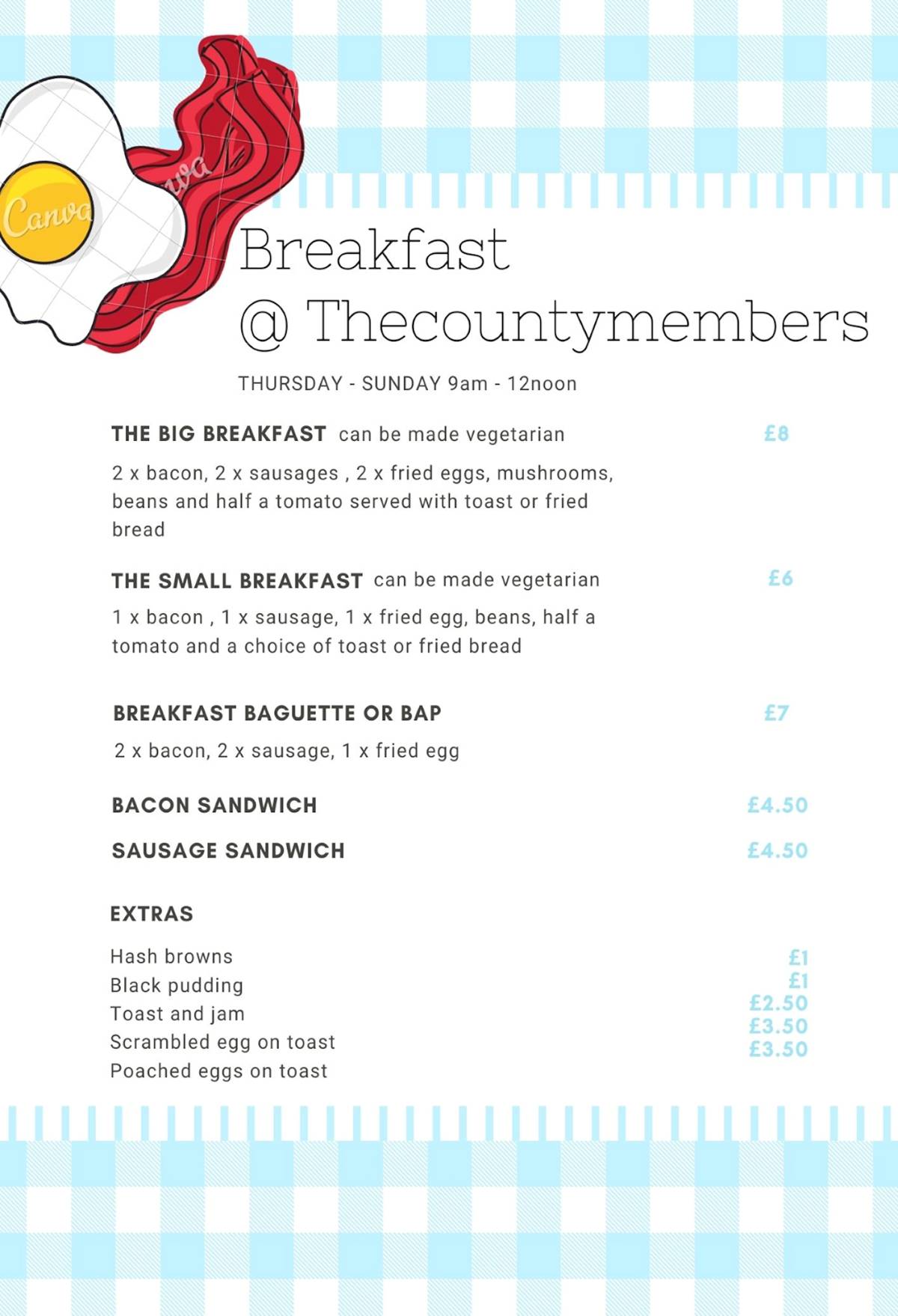 Menu at The County Members pub & bar, Hythe