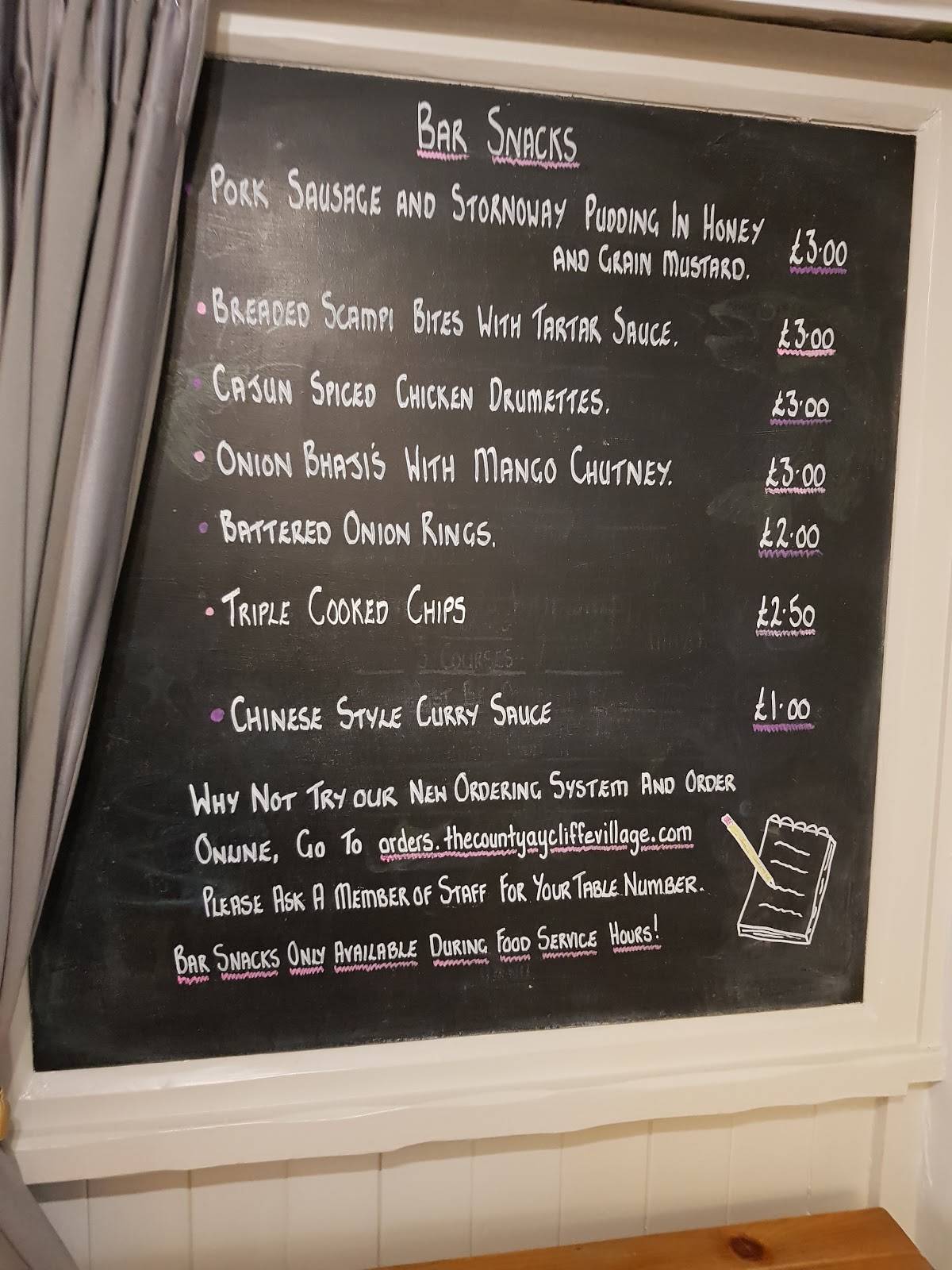 Menu at The County pub & bar, Newton Aycliffe