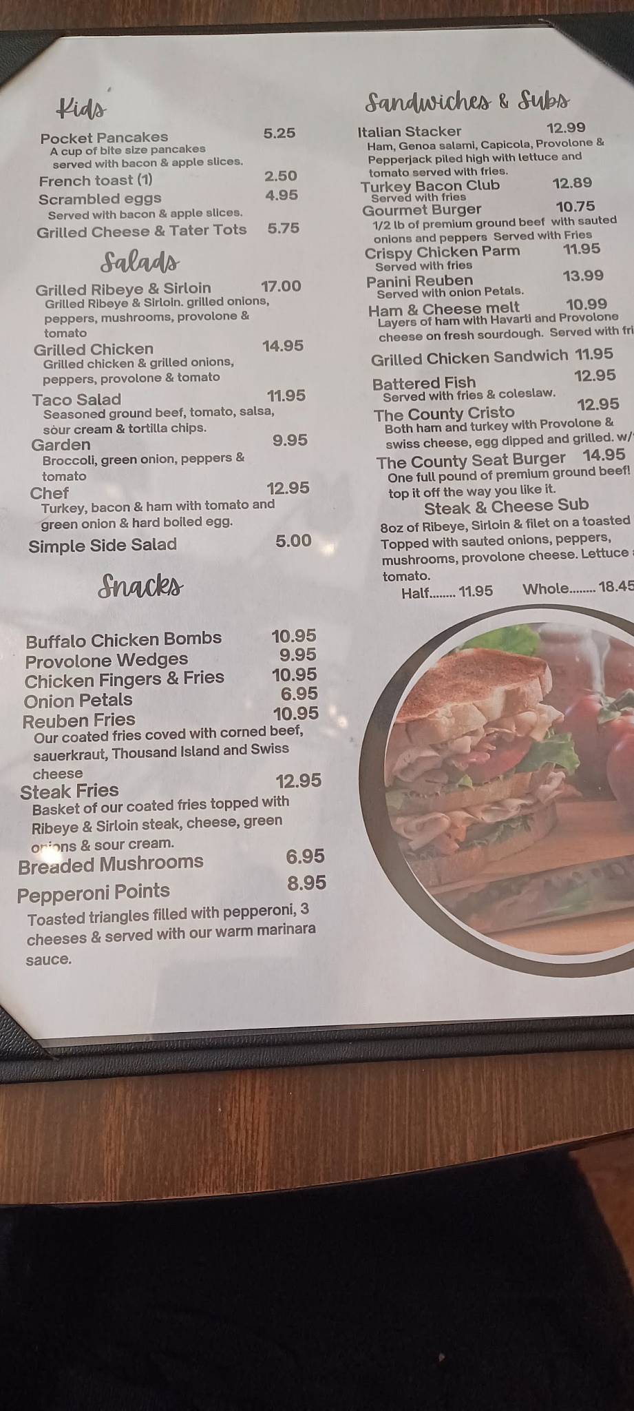 Menu at The County Seat restaurant, Kittanning