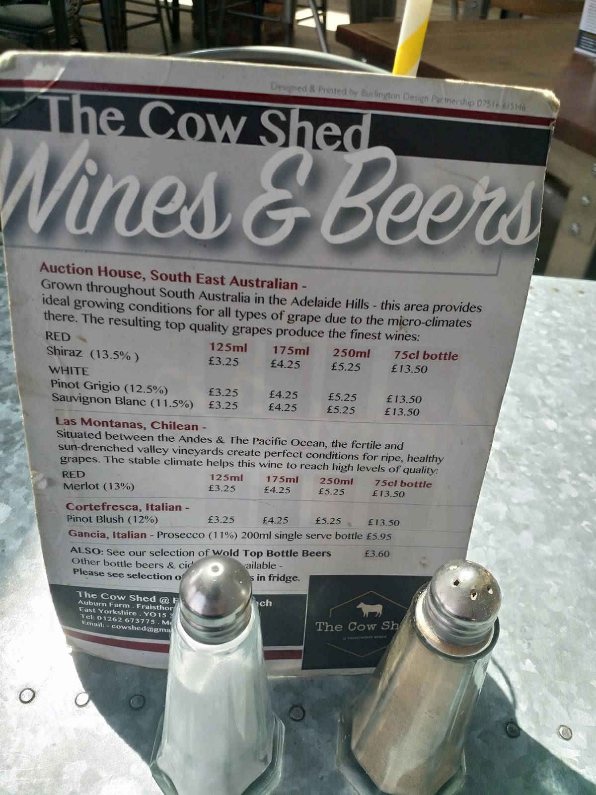 Menu at The Cow Shed At Fraisthorpe Beach cafe, Bridlington