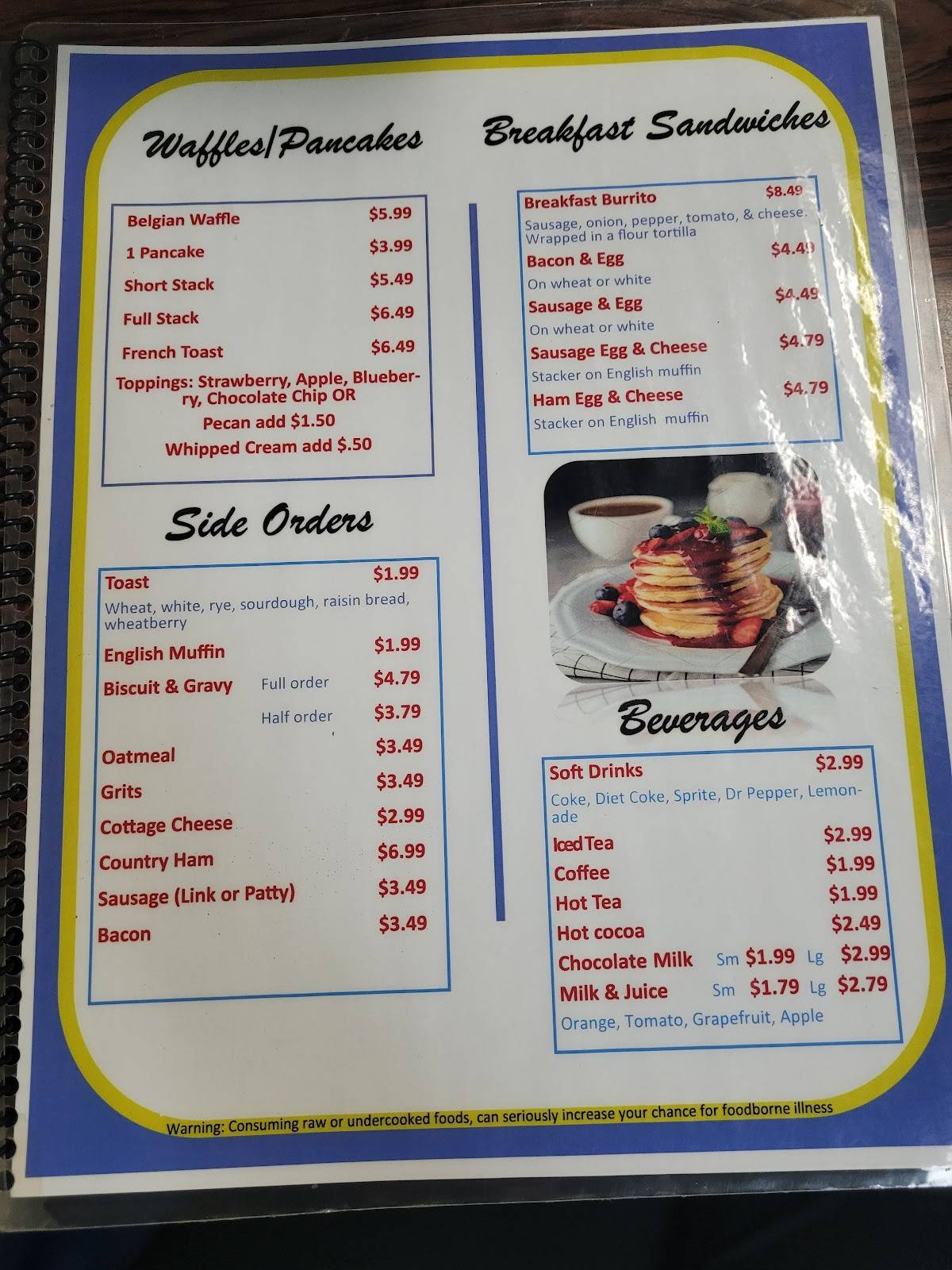 Menu at The Cozy Kitchen restaurant, Mountain Home