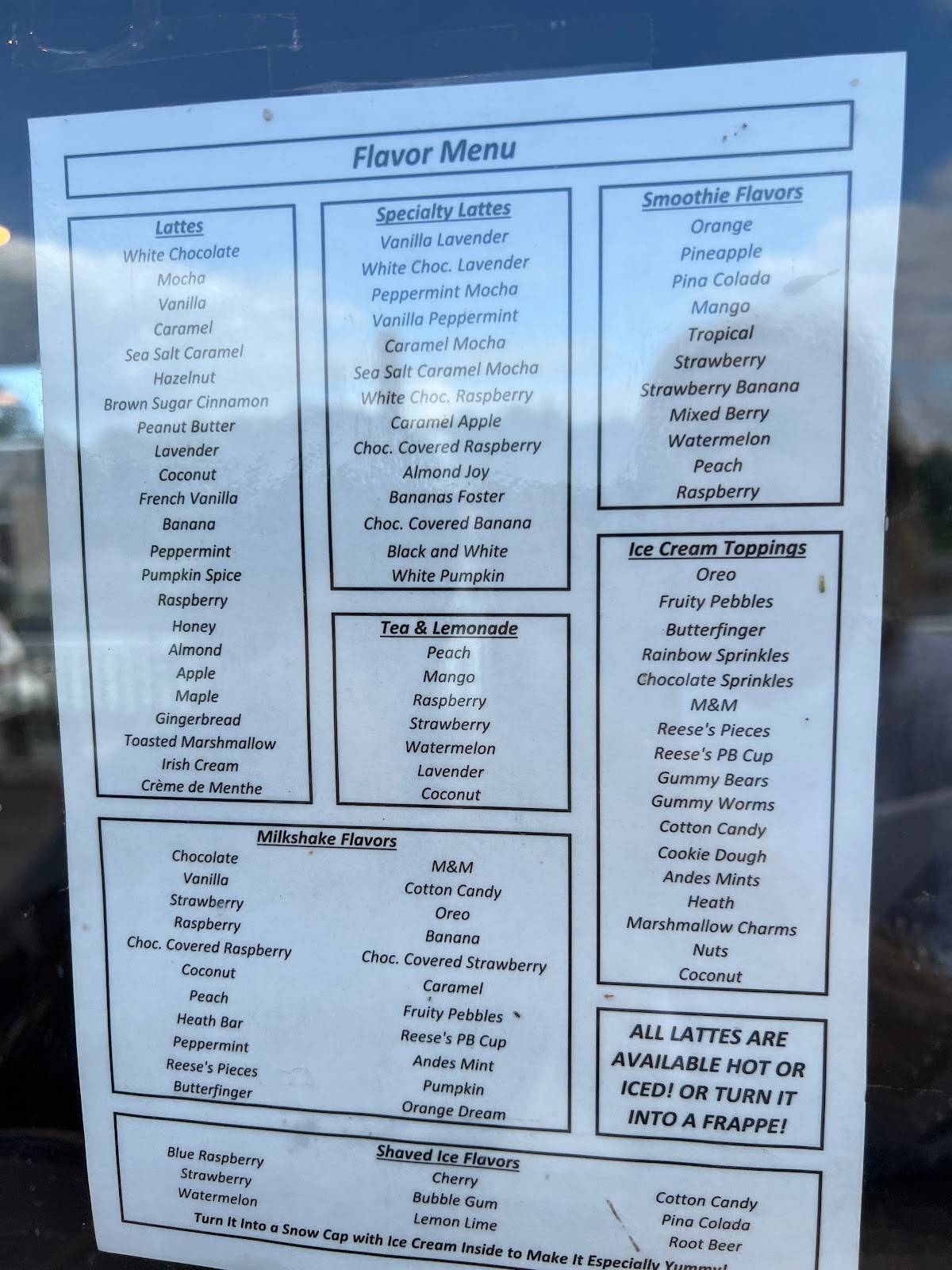 Menu at The Cream Bean, USA