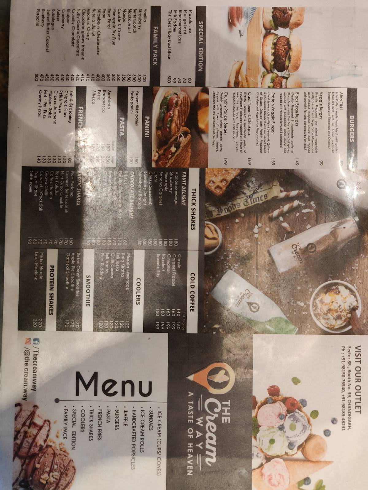 Menu at The Cream Way, Chandigarh