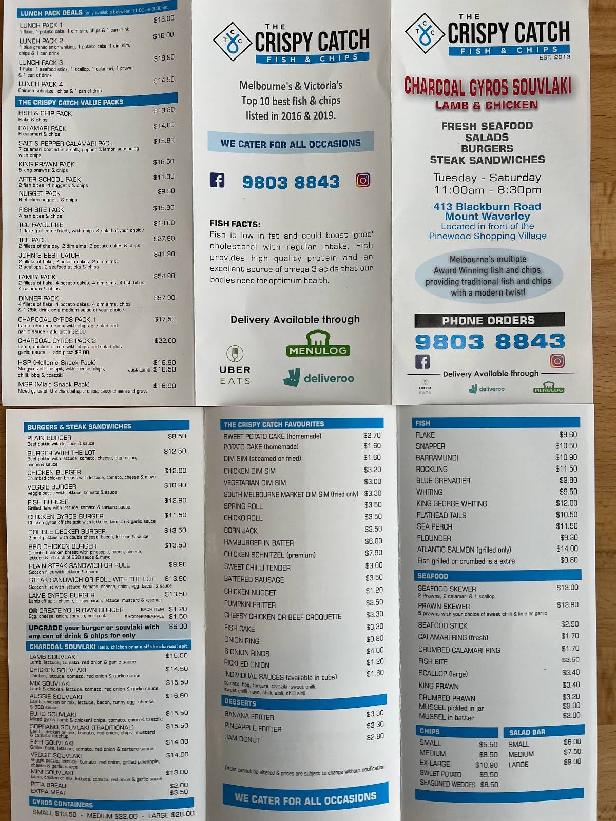 Menu at The Crispy Catch Fish & Chips - Mount Waverley restaurant ...