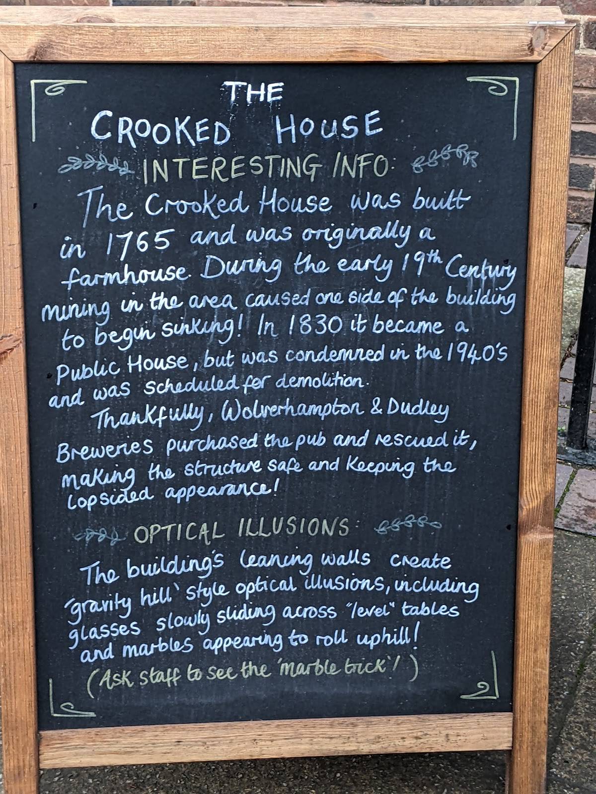 Menu at The Crooked House pub & bar, Dudley, Himley Rd