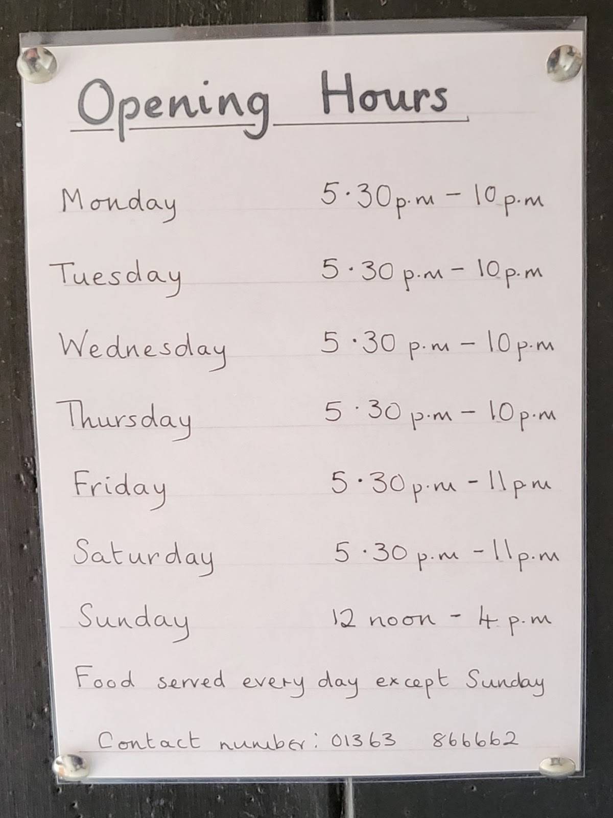 Menu at The Cruwys Arms pub & bar, Cruwys Morchard