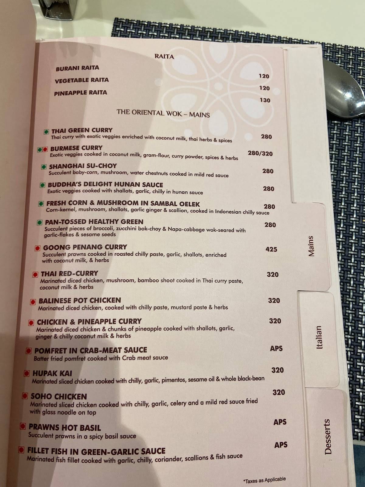 Menu at The Curry Wok (TCW), Mangaluru