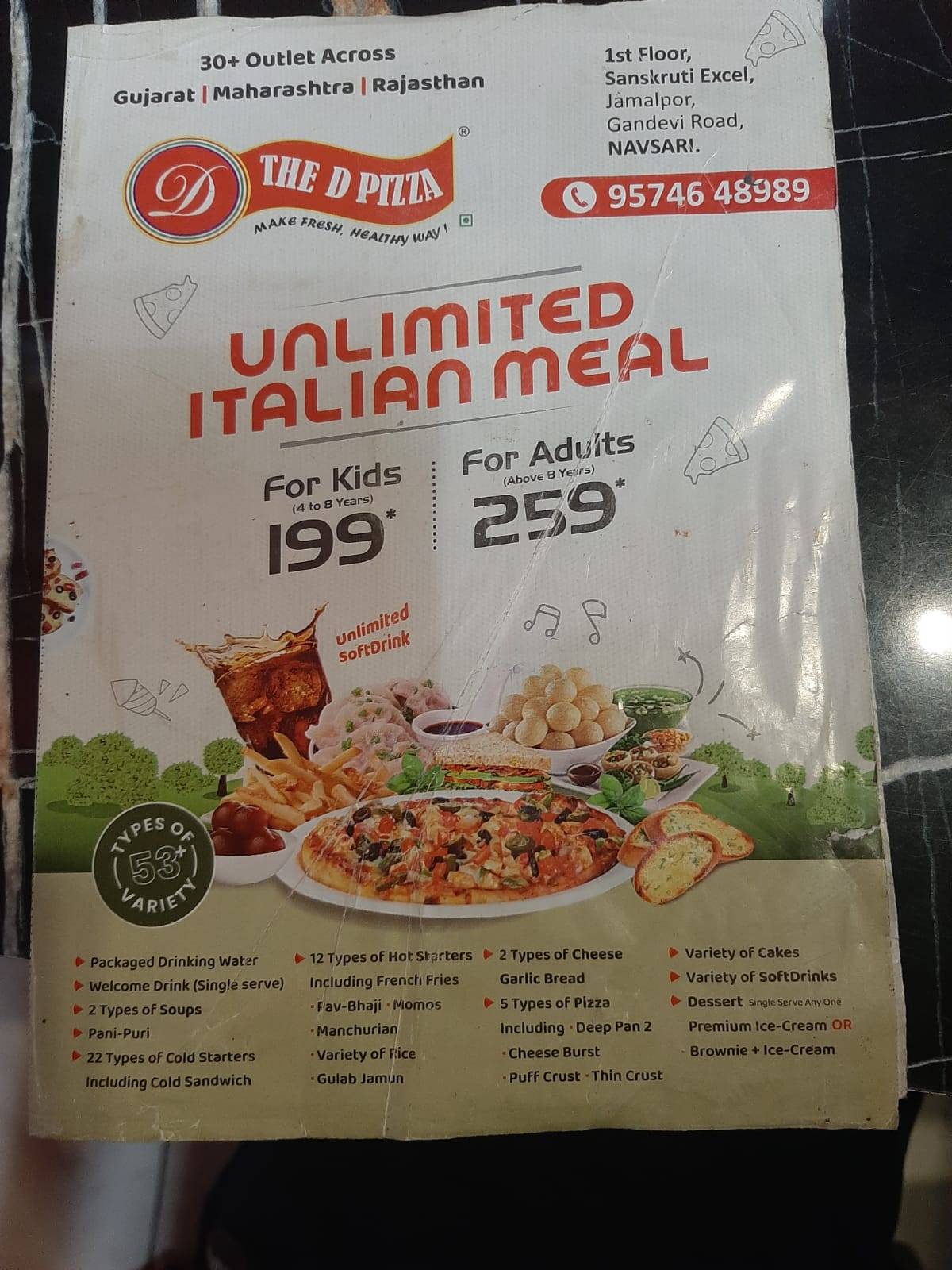 Menu at The D Pizza, Navsari, FF