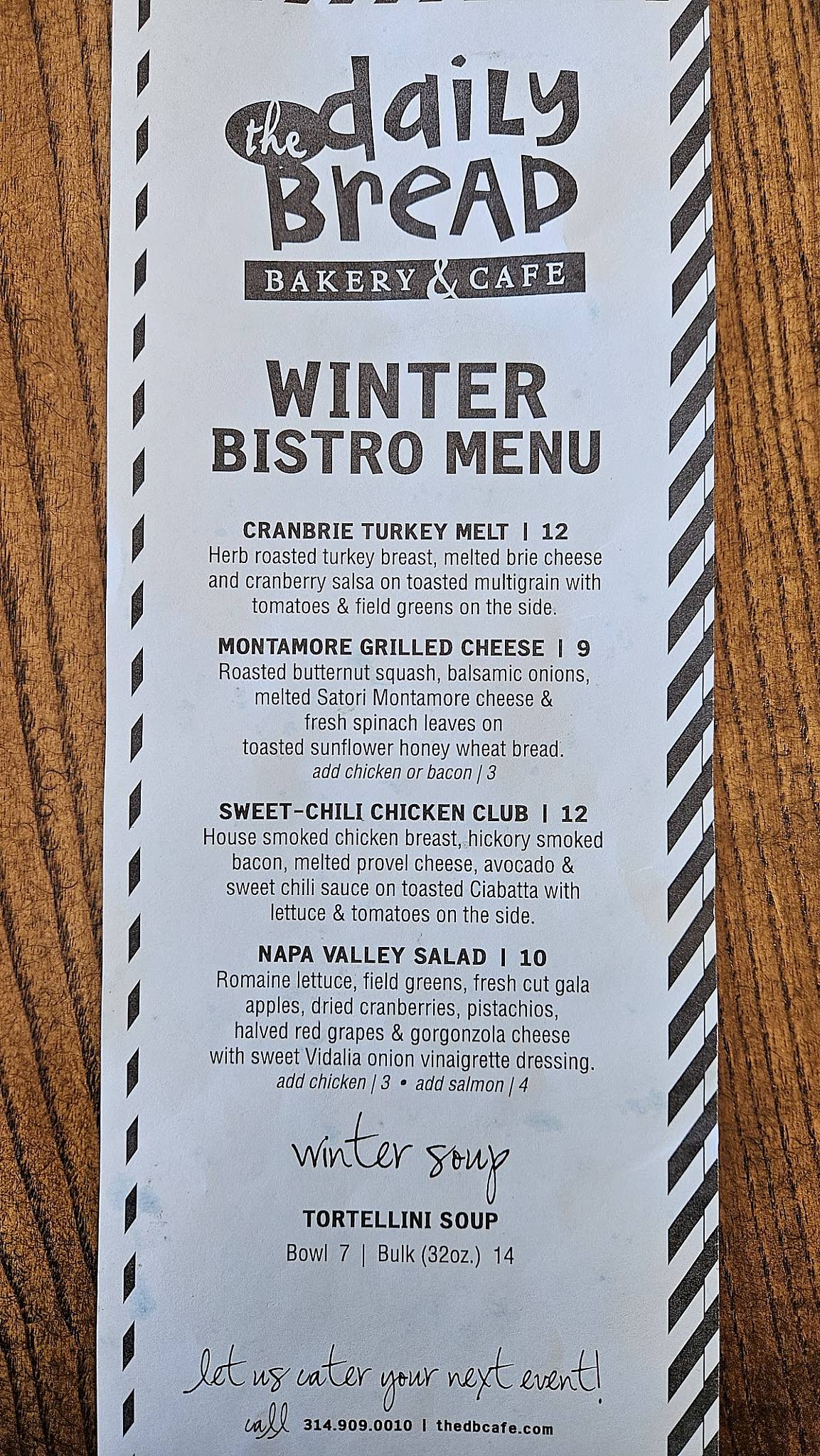 Menu at The Daily Bread Bakery & Cafe, Des Peres