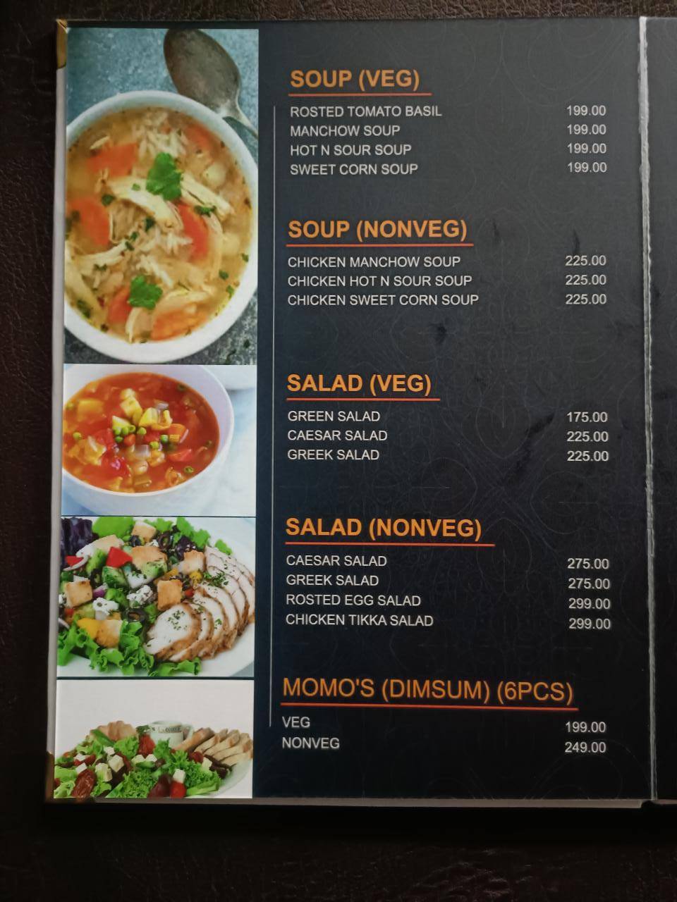 Menu at The Dark Knight Cafe, Agra