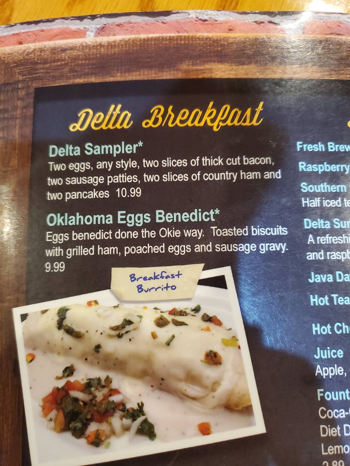 Menu at The Delta Cafe Scratch Kitchen, Tulsa, E 51st St