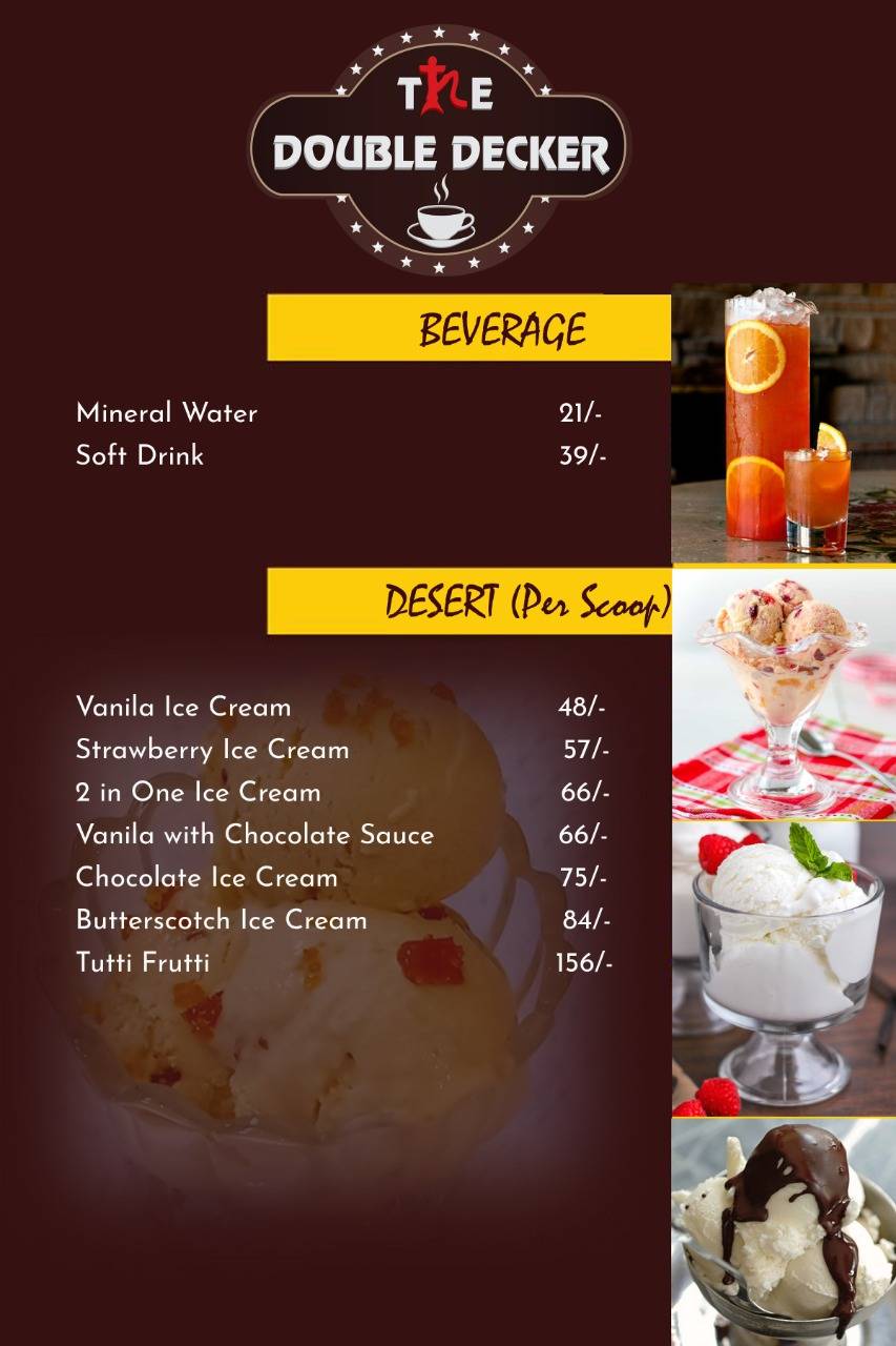 Menu at The Double Decker, Kolkata