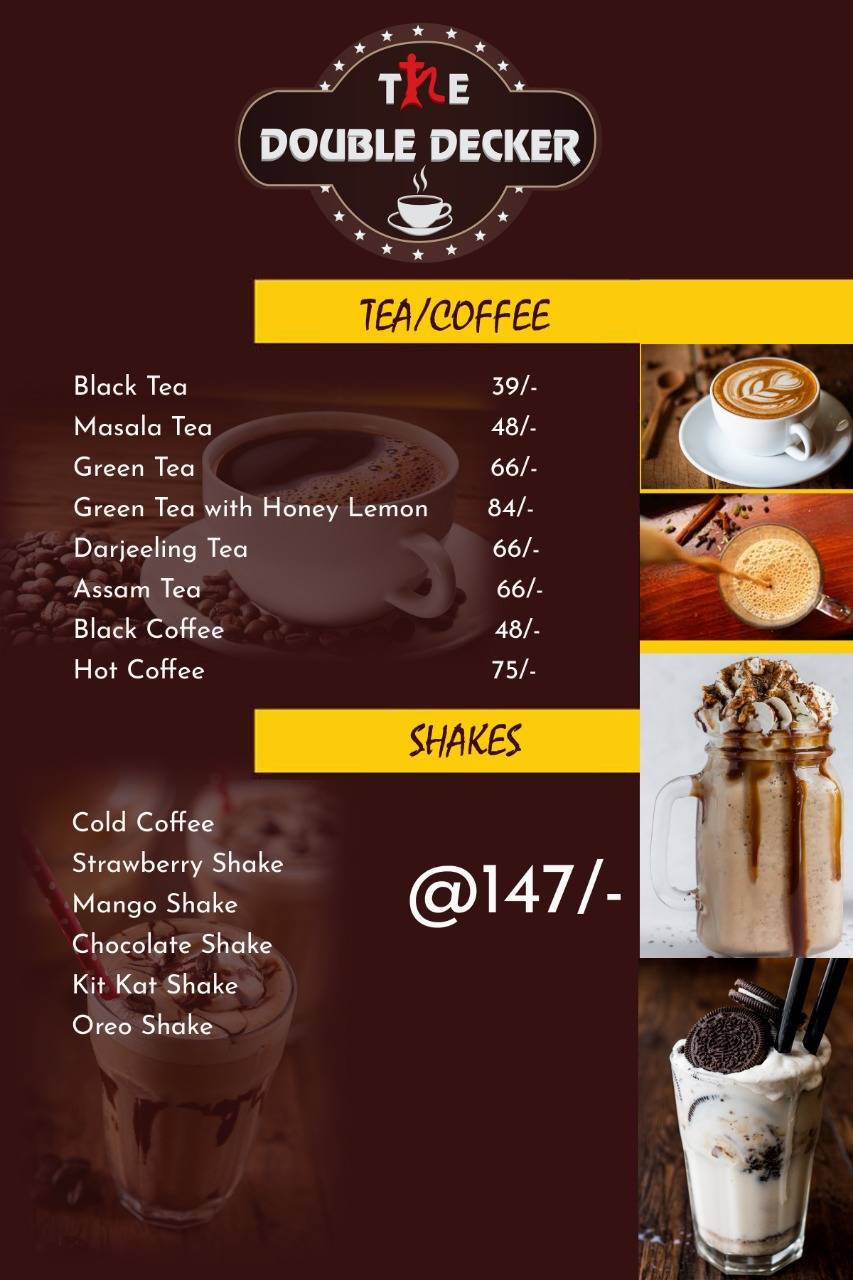 Menu at The Double Decker, Kolkata