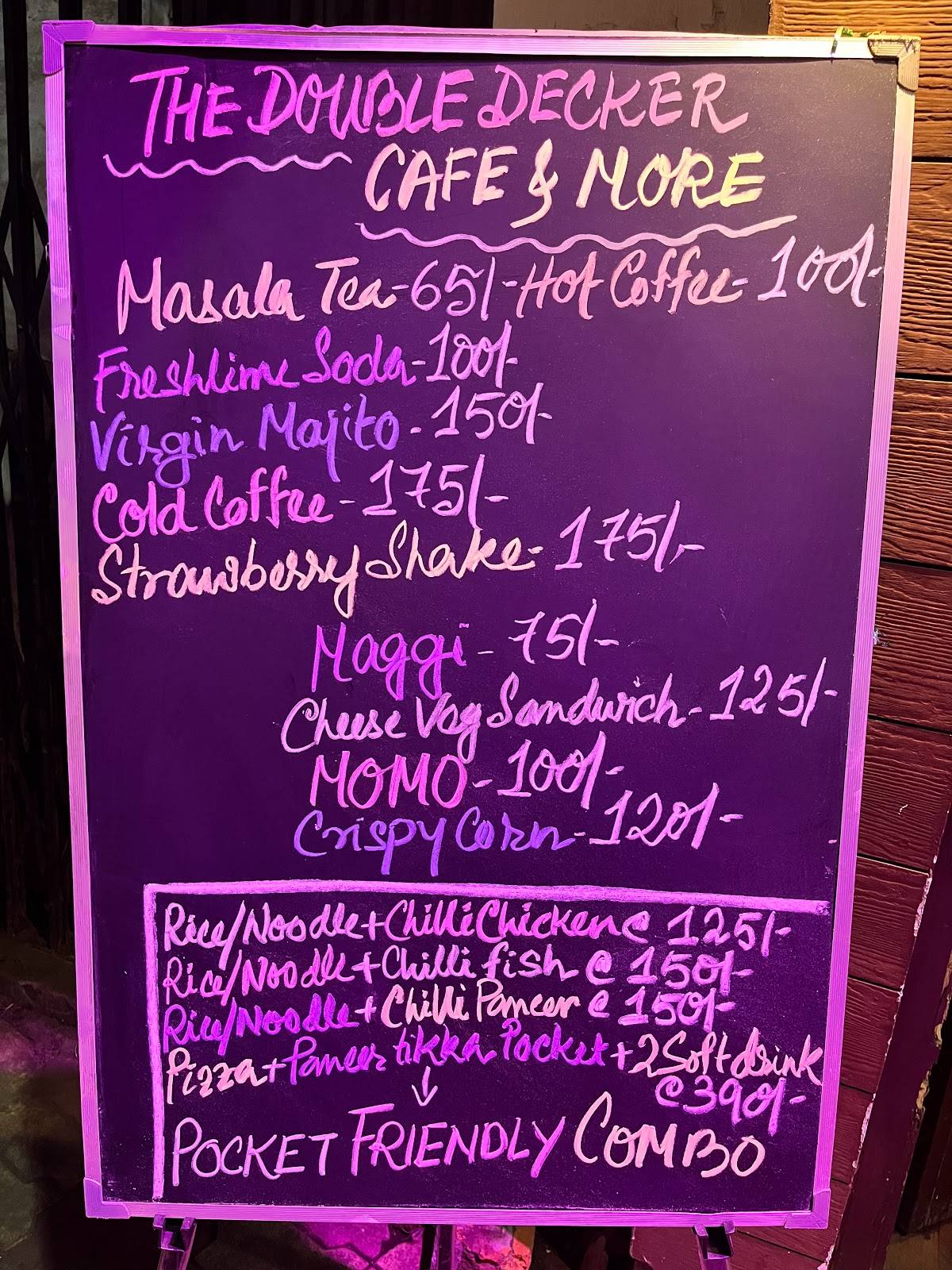 Menu at The Double Decker, Kolkata