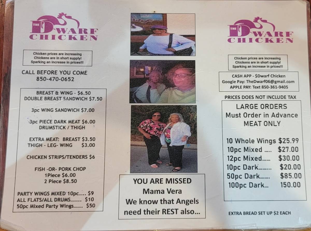 Menu at The Dwarf Chicken Stand fast food, Pensacola