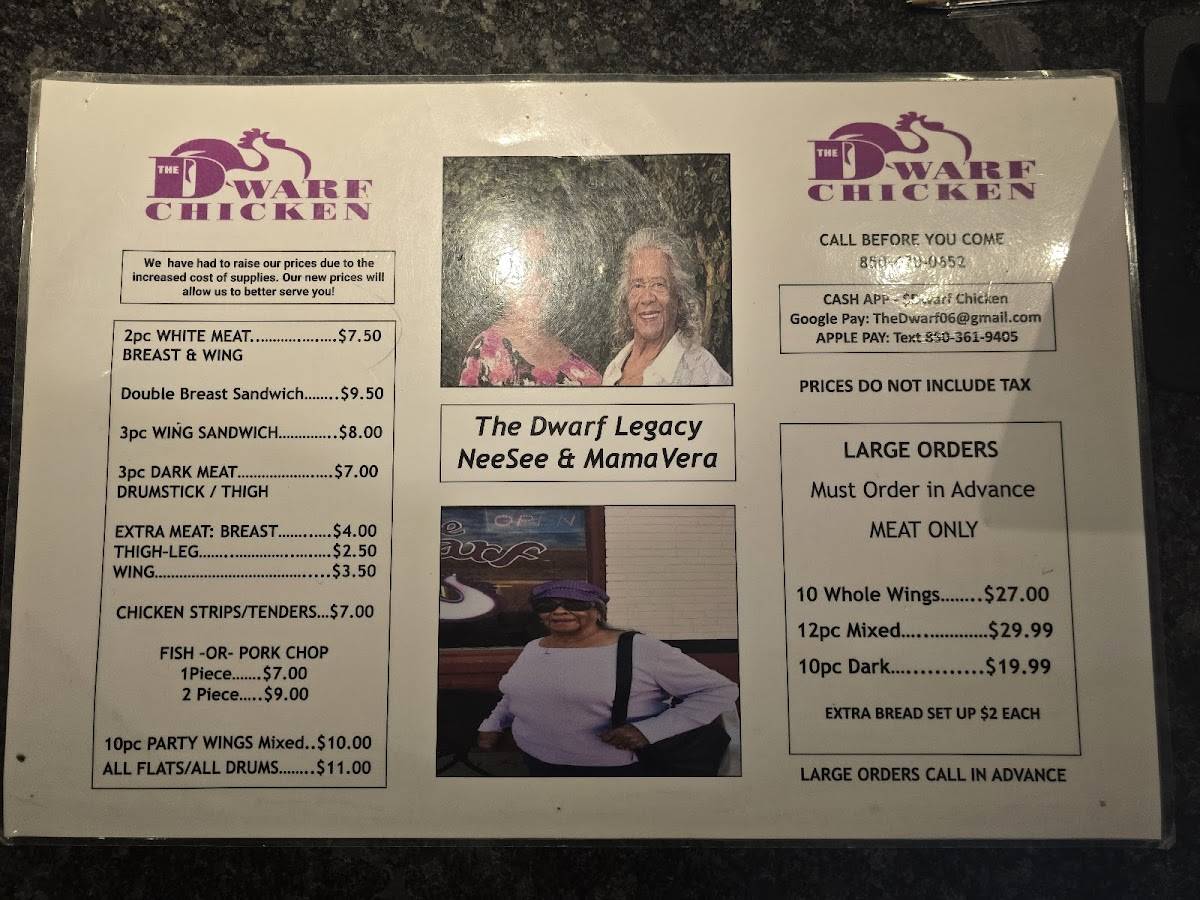 Menu at The Dwarf Chicken Stand fast food, Pensacola