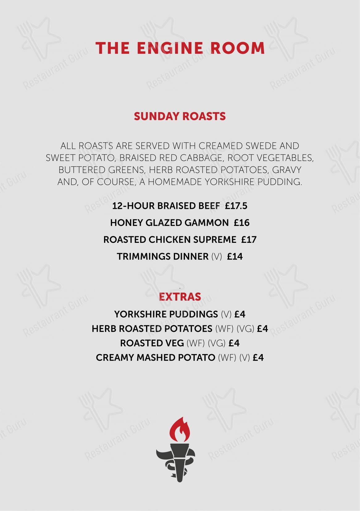 Menu at The Engine Room restaurant, Sunderland