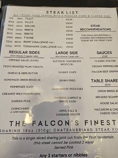 Menu at The Falcon Steakhouse, Wotton-under-Edge