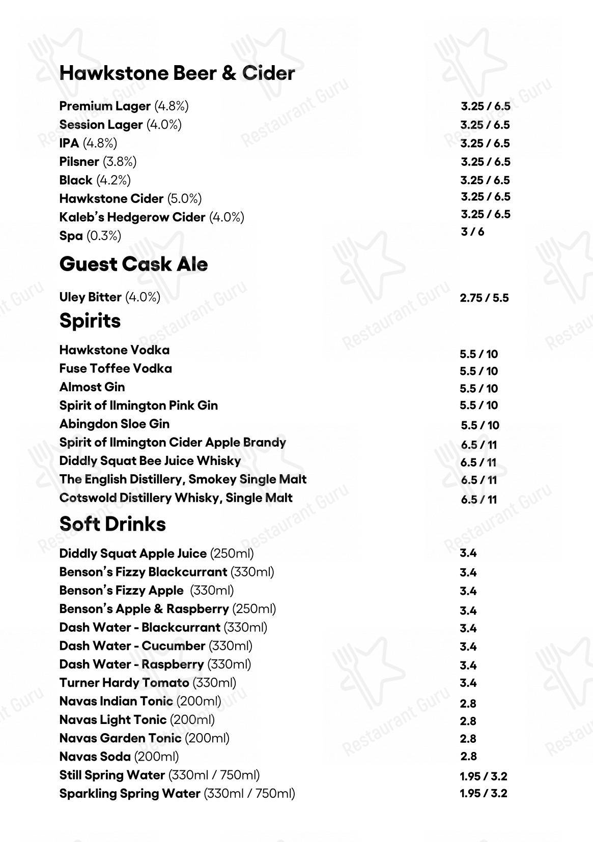 Menu at The Farmer's Dog pub & bar, England