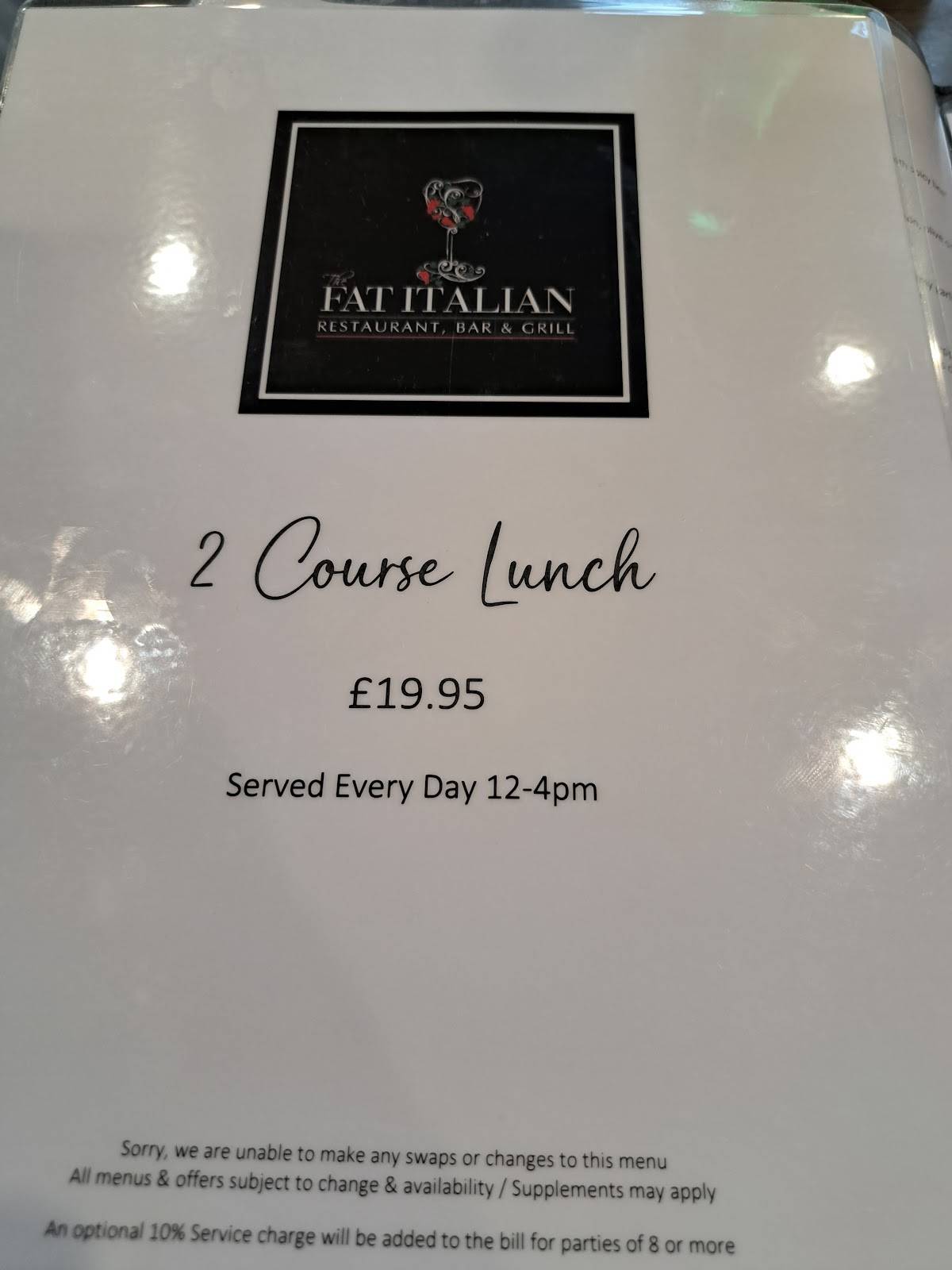Menu at The Fat Italian Burscough restaurant, Ormskirk, 188 Moss Lane