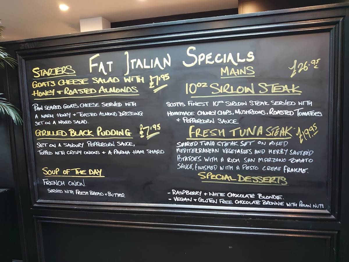 Menu at The Fat Italian Burscough restaurant, Ormskirk, 188 Moss Lane
