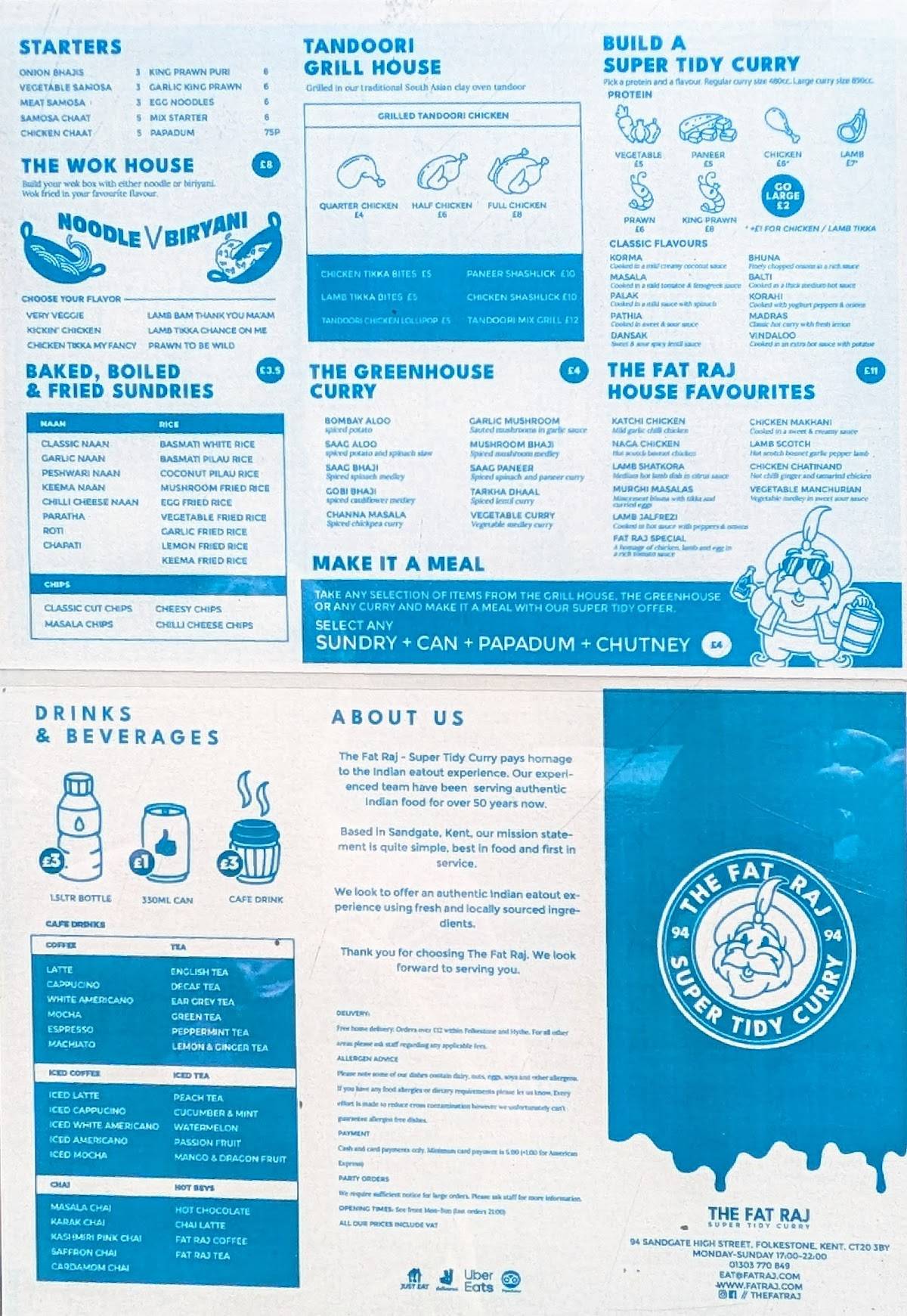 Menu at The Fat Raj (Sandgate) restaurant, Sandgate