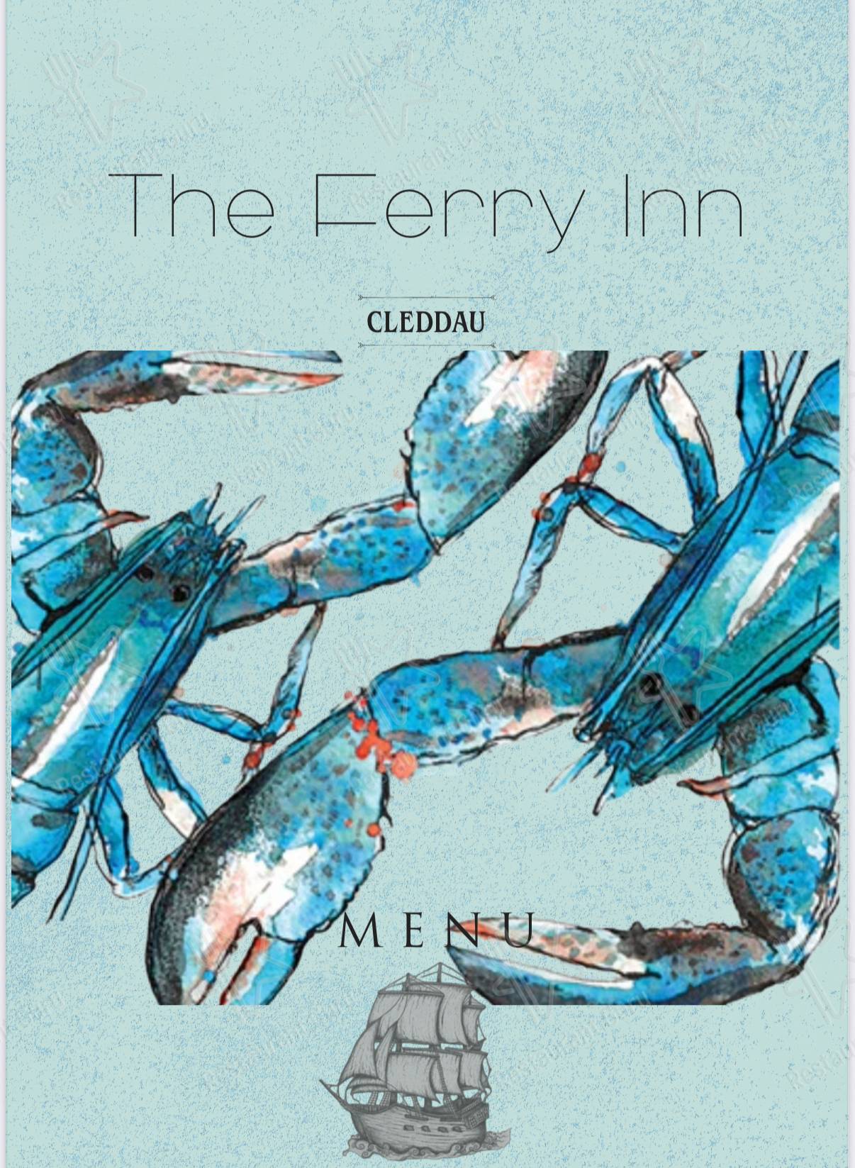 Menu at The Ferry Inn Cleddau, Pembroke Dock, Pembroke Ferry, Neyland