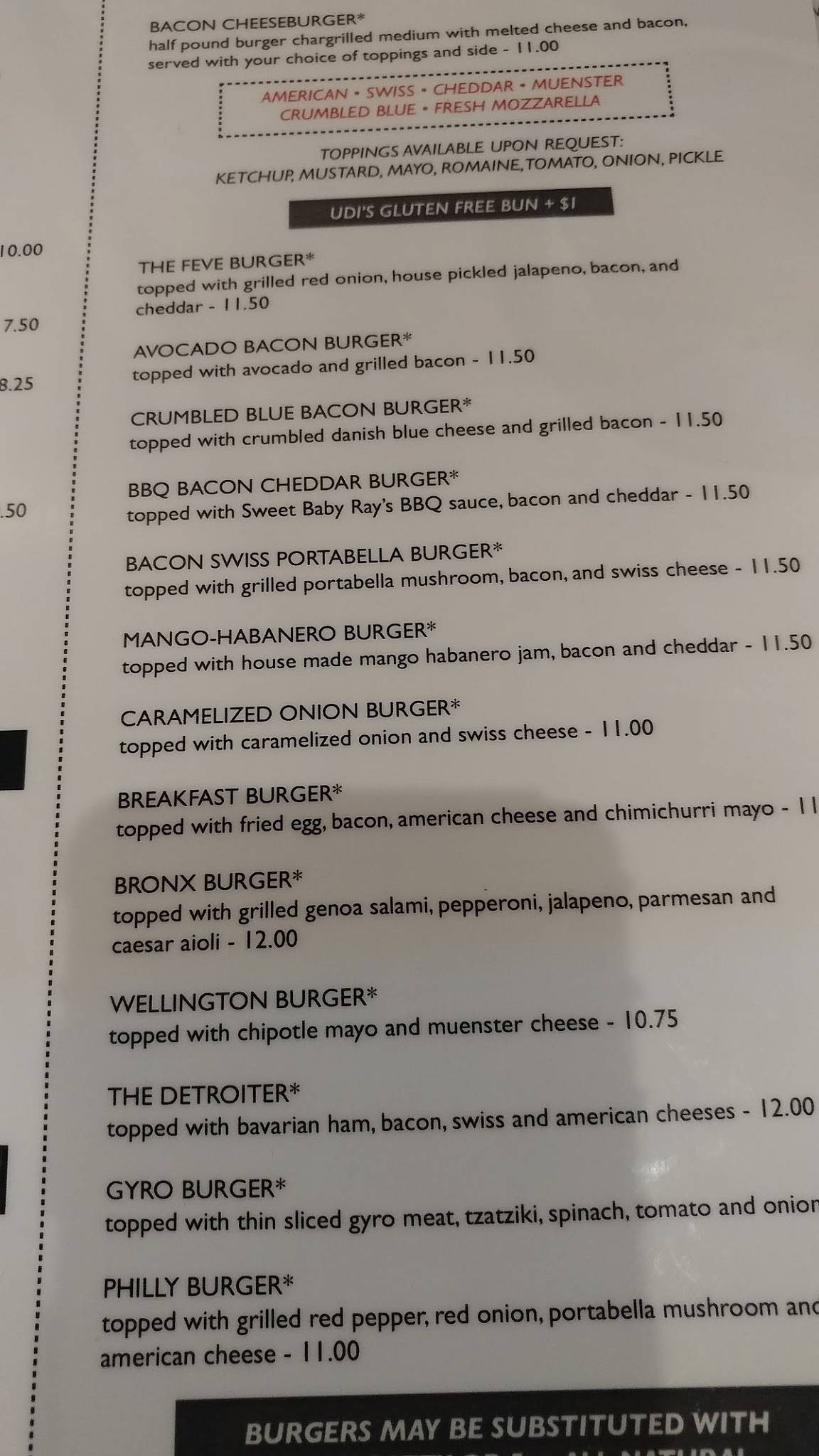 Menu at The Feve - Oberlin, OH pub & bar, Oberlin