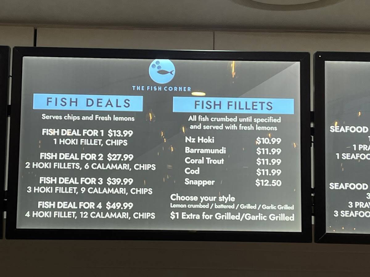 Menu at The Fish Corner restaurant, Middle Ridge