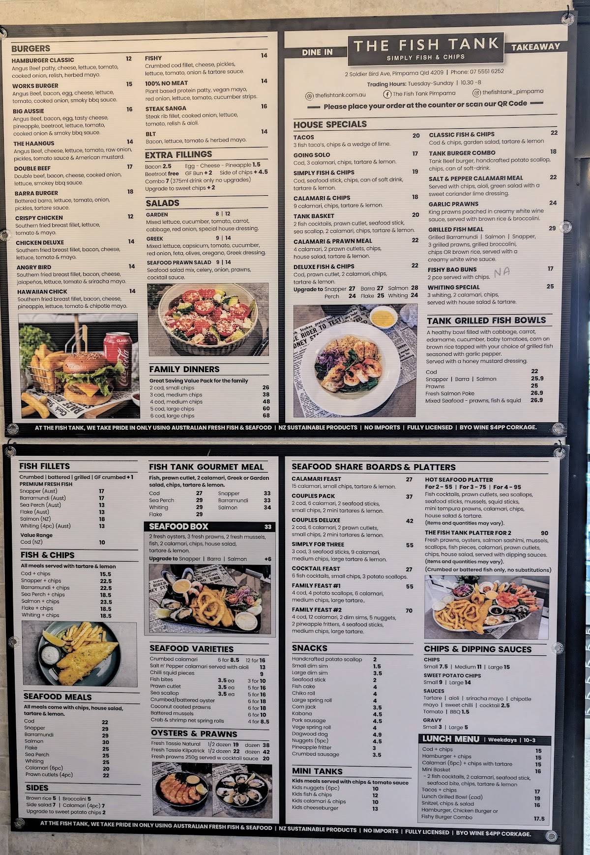 Menu at The Fish Tank - Pimpama Fish & Chippery restaurant, Pimpama