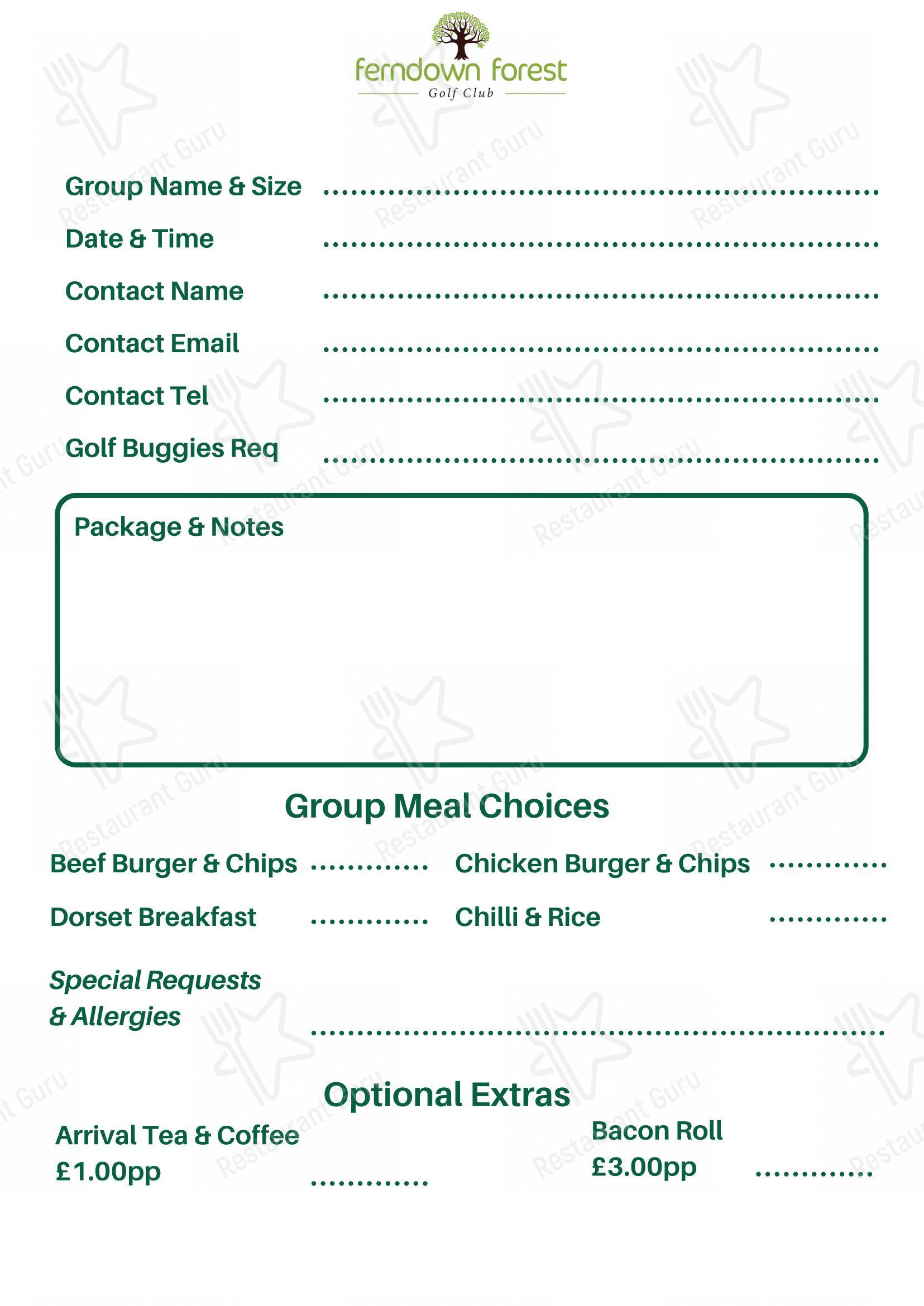 Menu at The Forest Inn pub & bar, Ferndown