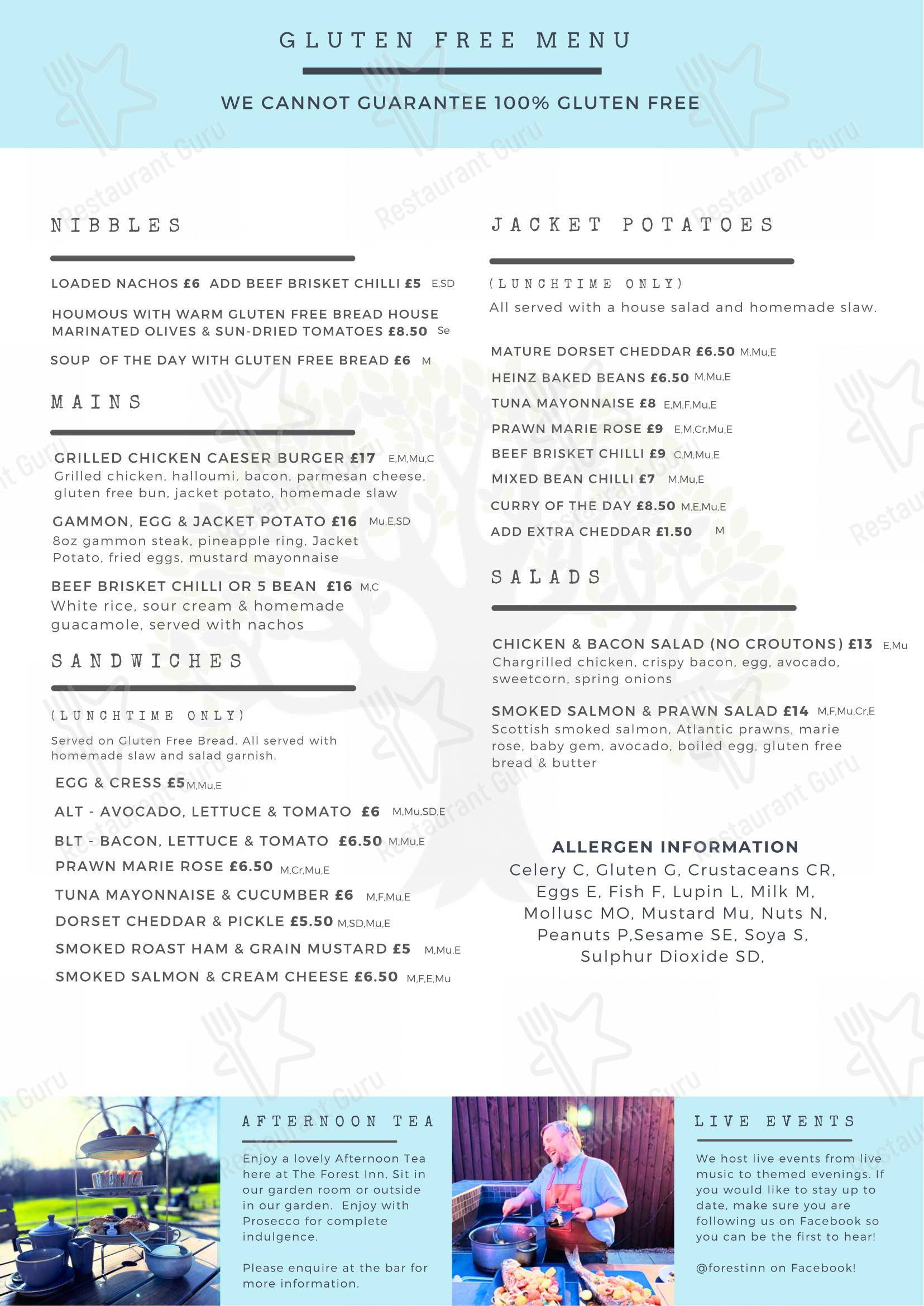 Menu at The Forest Inn pub & bar, Ferndown