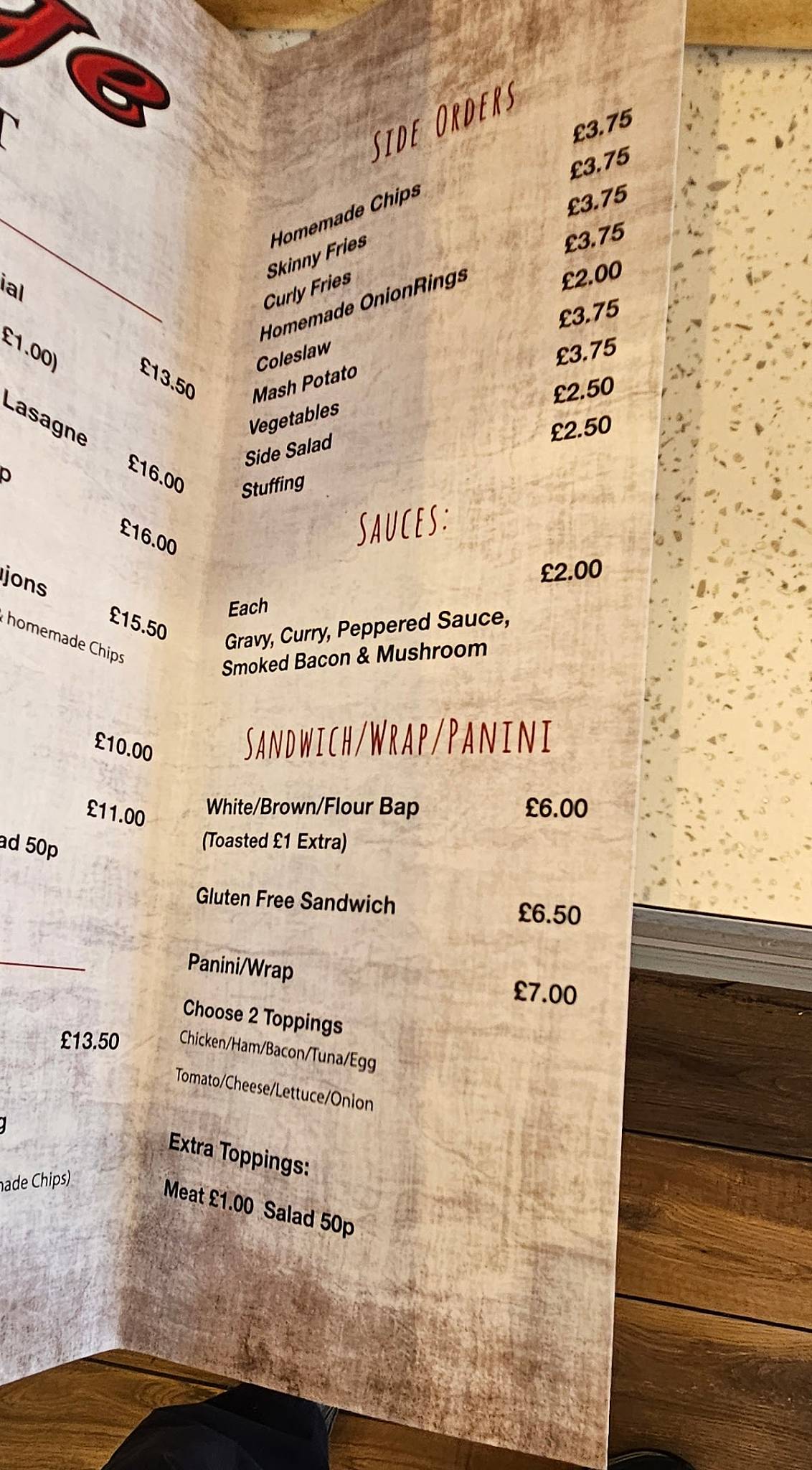 Menu at The Forge restaurant, Belleek