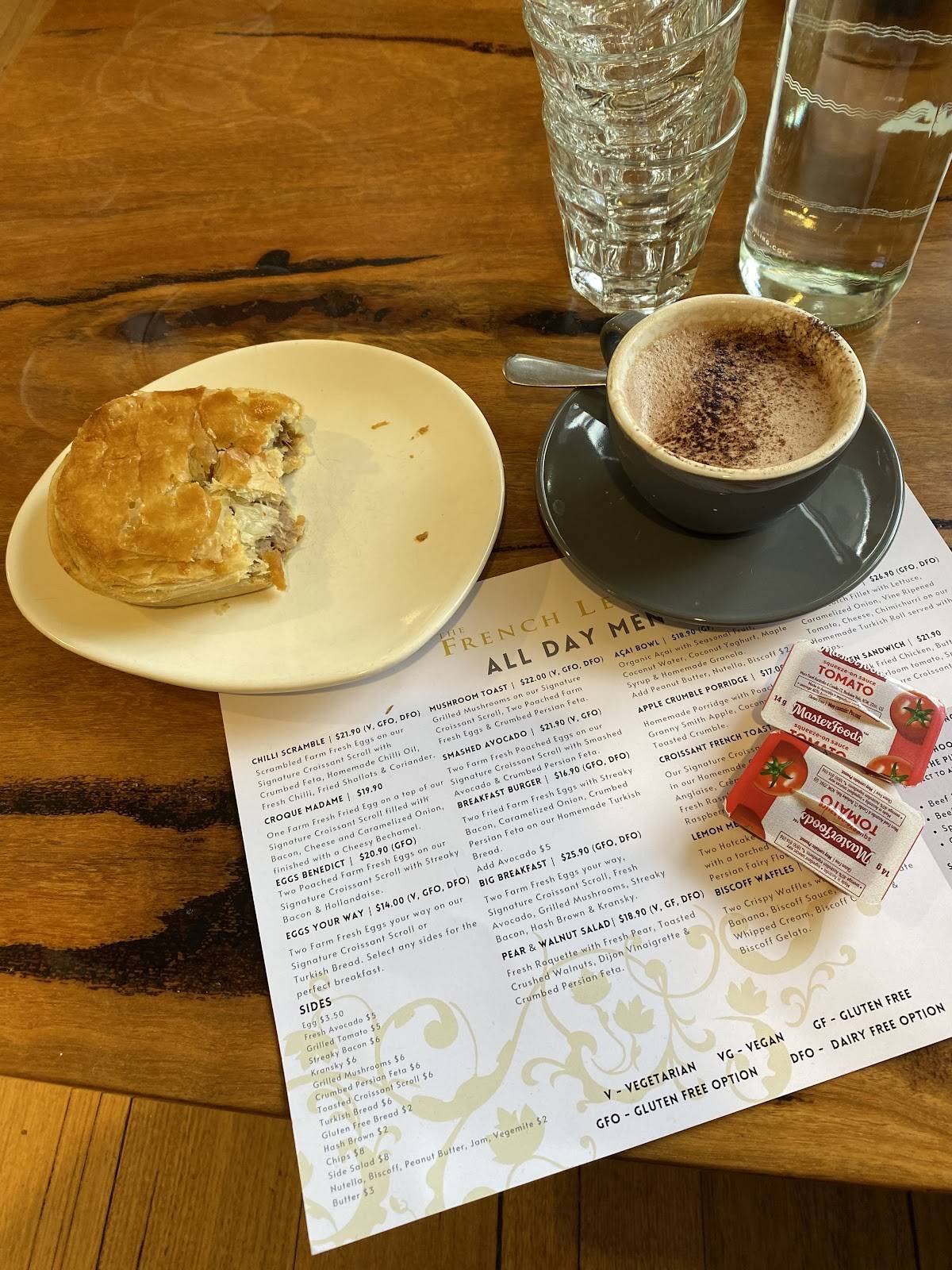 Menu at The French Lettuce cafe, Hurstbridge
