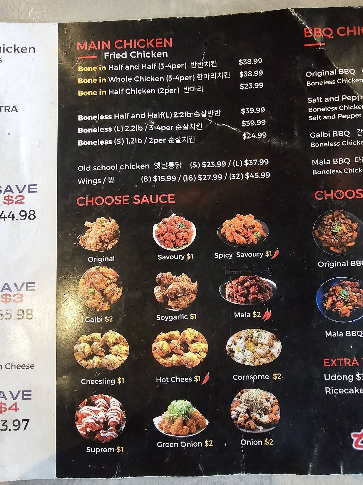 Carta del restaurante The Fry (Korean Fried Chicken), Niagara Falls