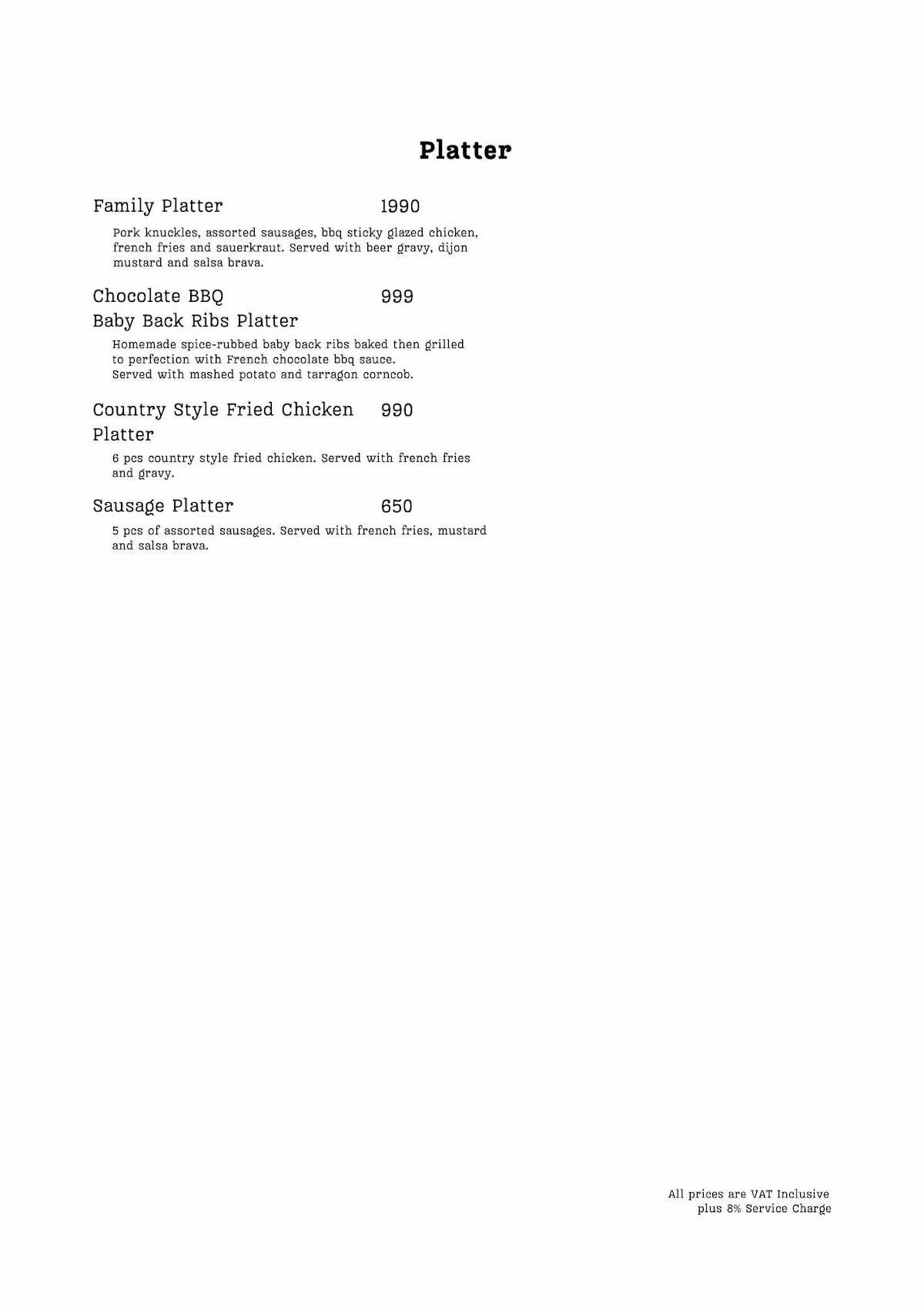 Menu at The Gallery by Witchcraft restaurant, Baguio