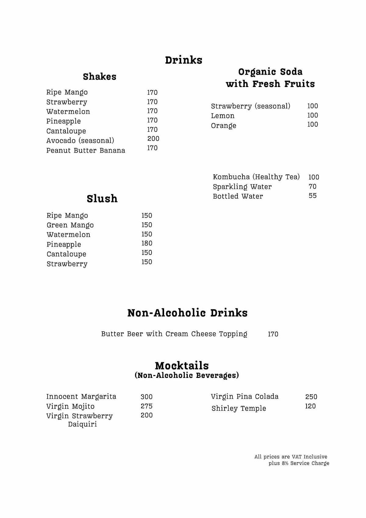 Menu at The Gallery by Witchcraft restaurant, Baguio