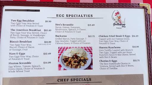 Menu at The Galloping Hen restaurant, Thousand Oaks