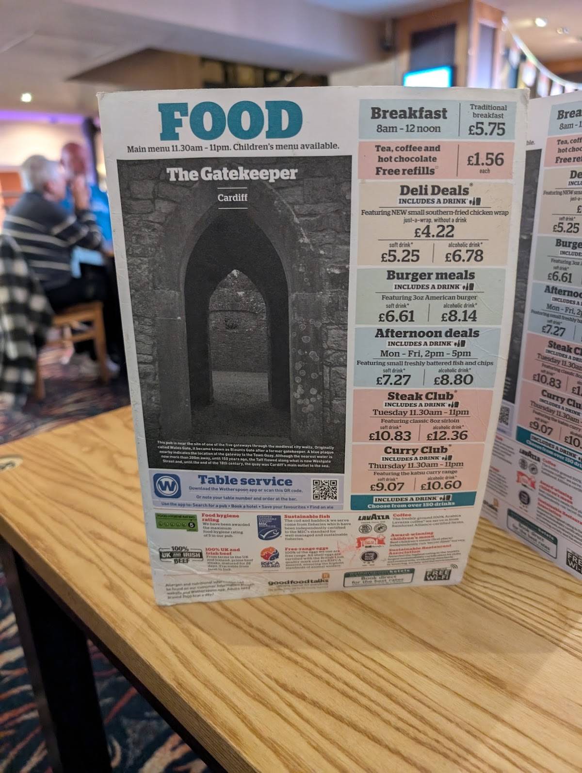 Menu at The Gatekeeper pub & bar, Cardiff