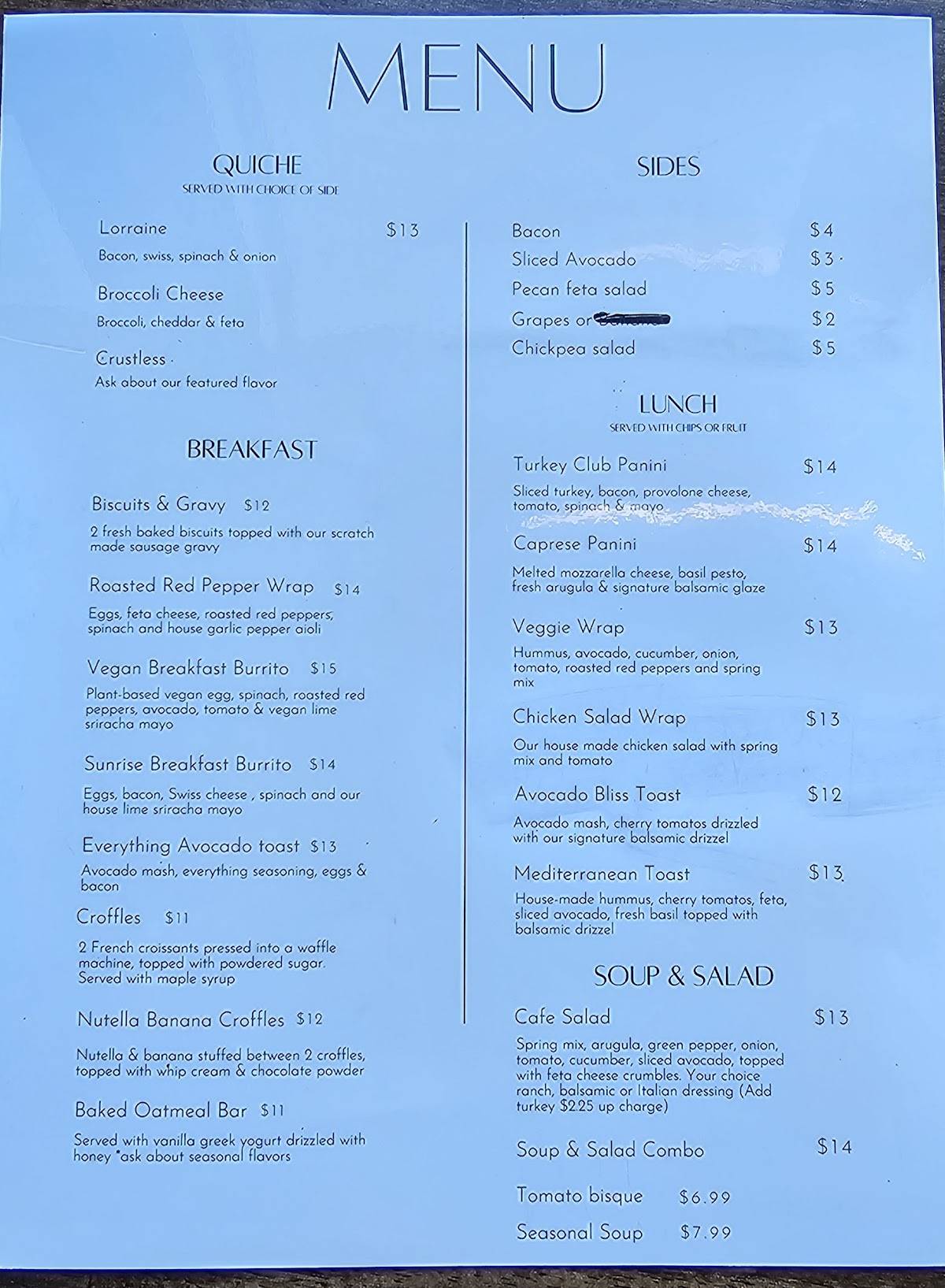 Menu at The Gathering Cafe Downtown Ocala, Ocala