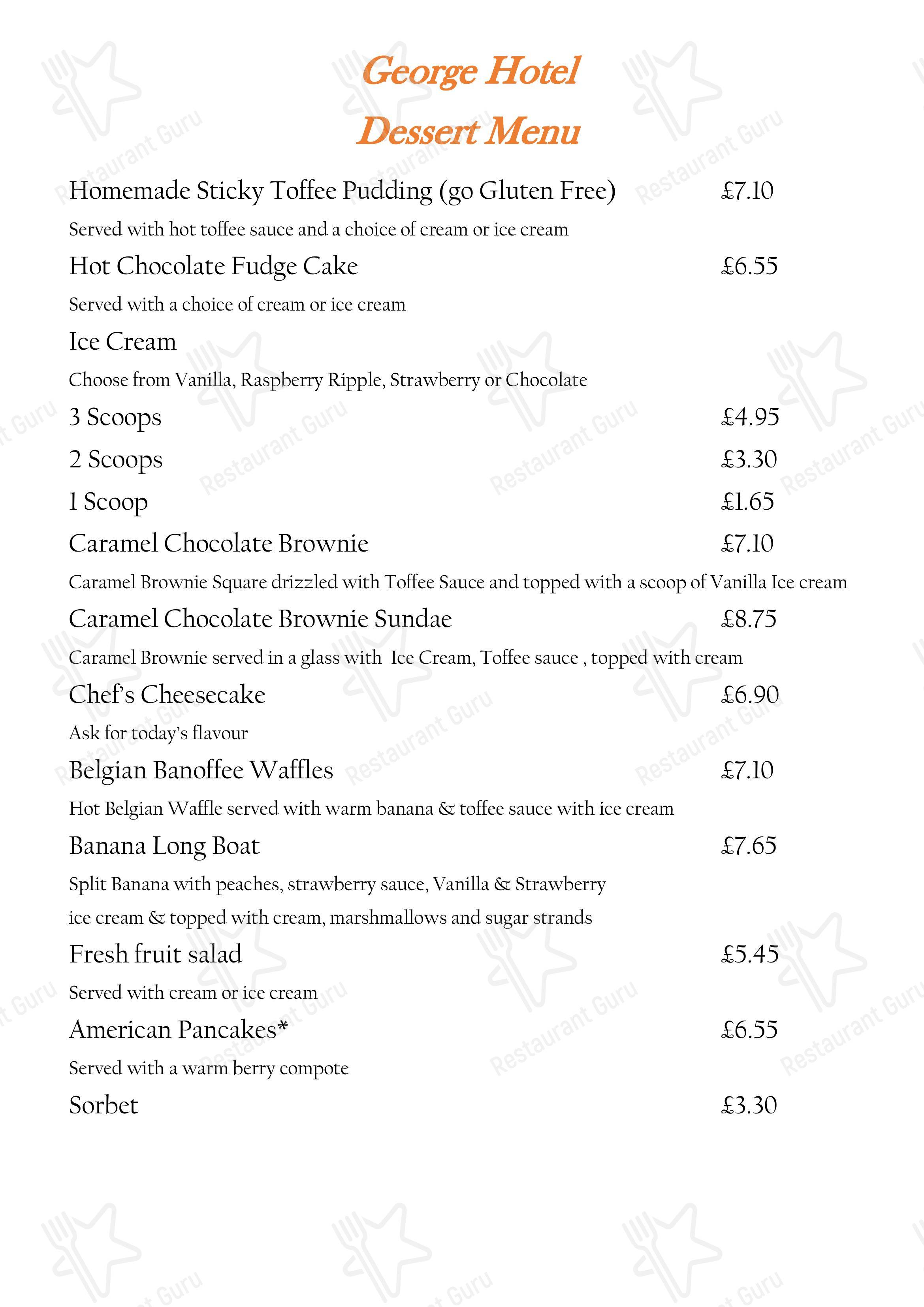 Menu at The George Hotel restaurant, Montrose
