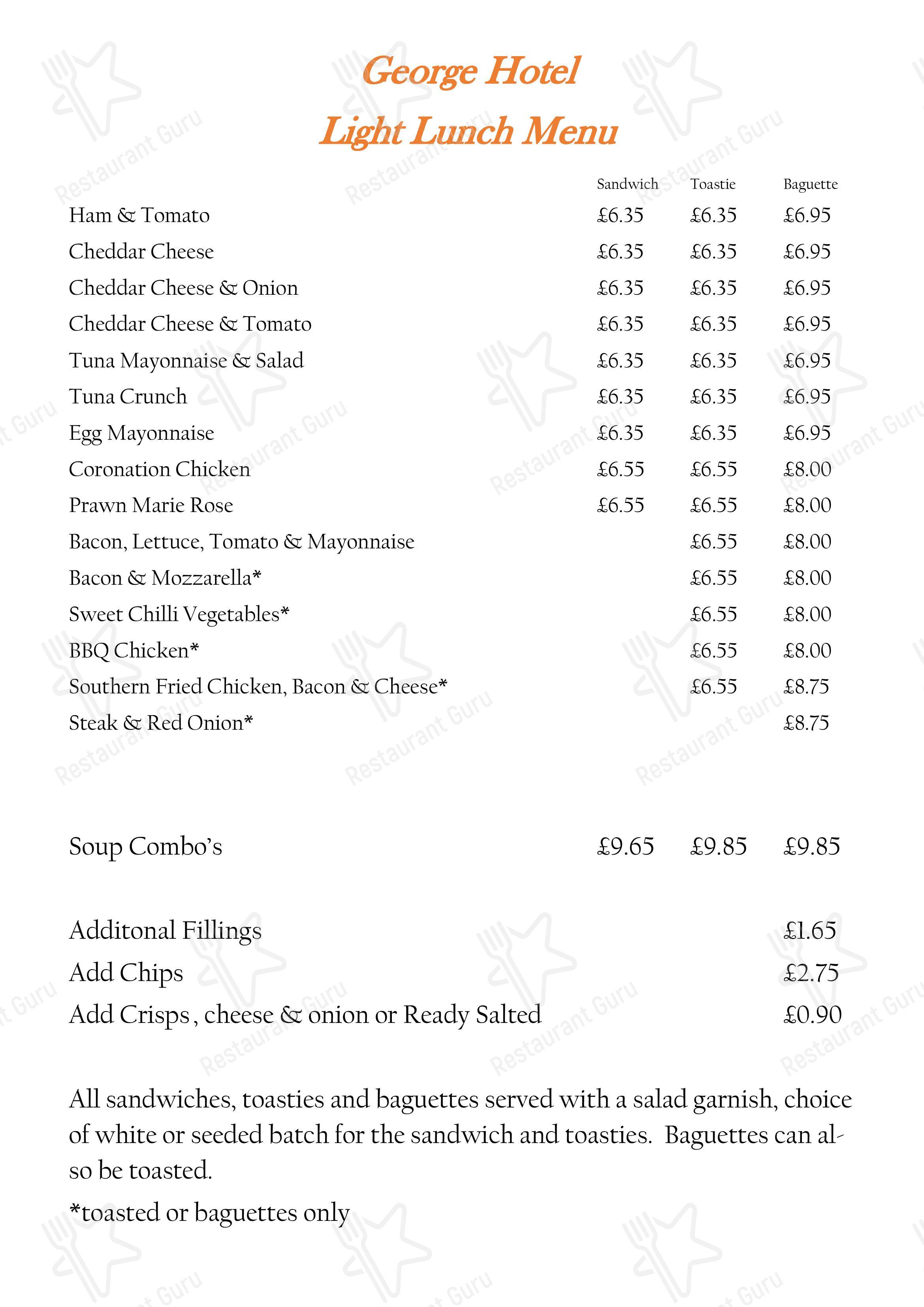 Menu at The George Hotel restaurant, Montrose