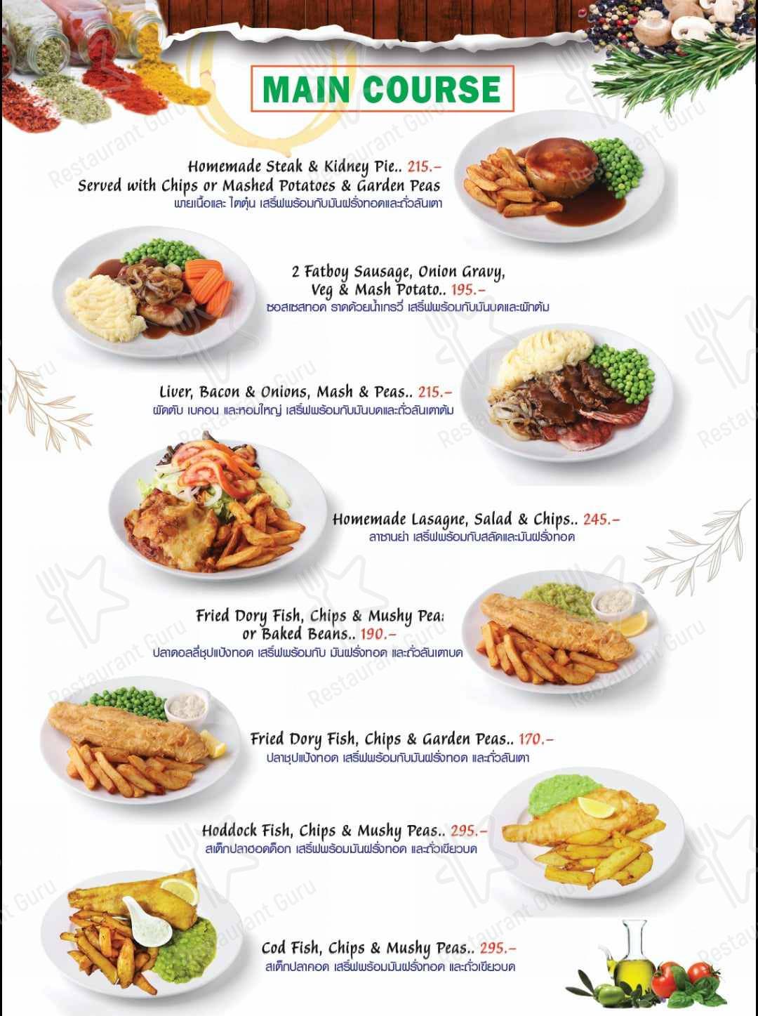 Menu at The Golden Ferret Restaurant and Golf Society Pattaya, Pattaya City