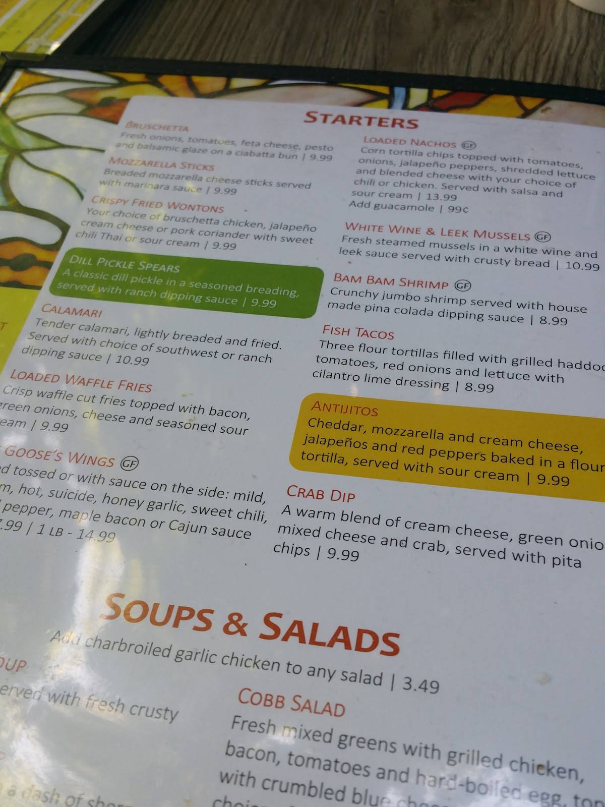 Menu at The Goose & Gridiron pub & bar, Merrickville-Wolford
